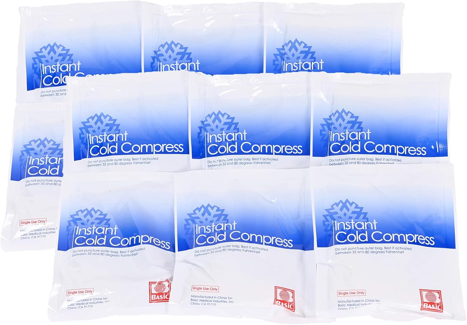 Amazon.com: Instant Cold Compress Packs (5" x 6") Pack of 12 - Therapy ...