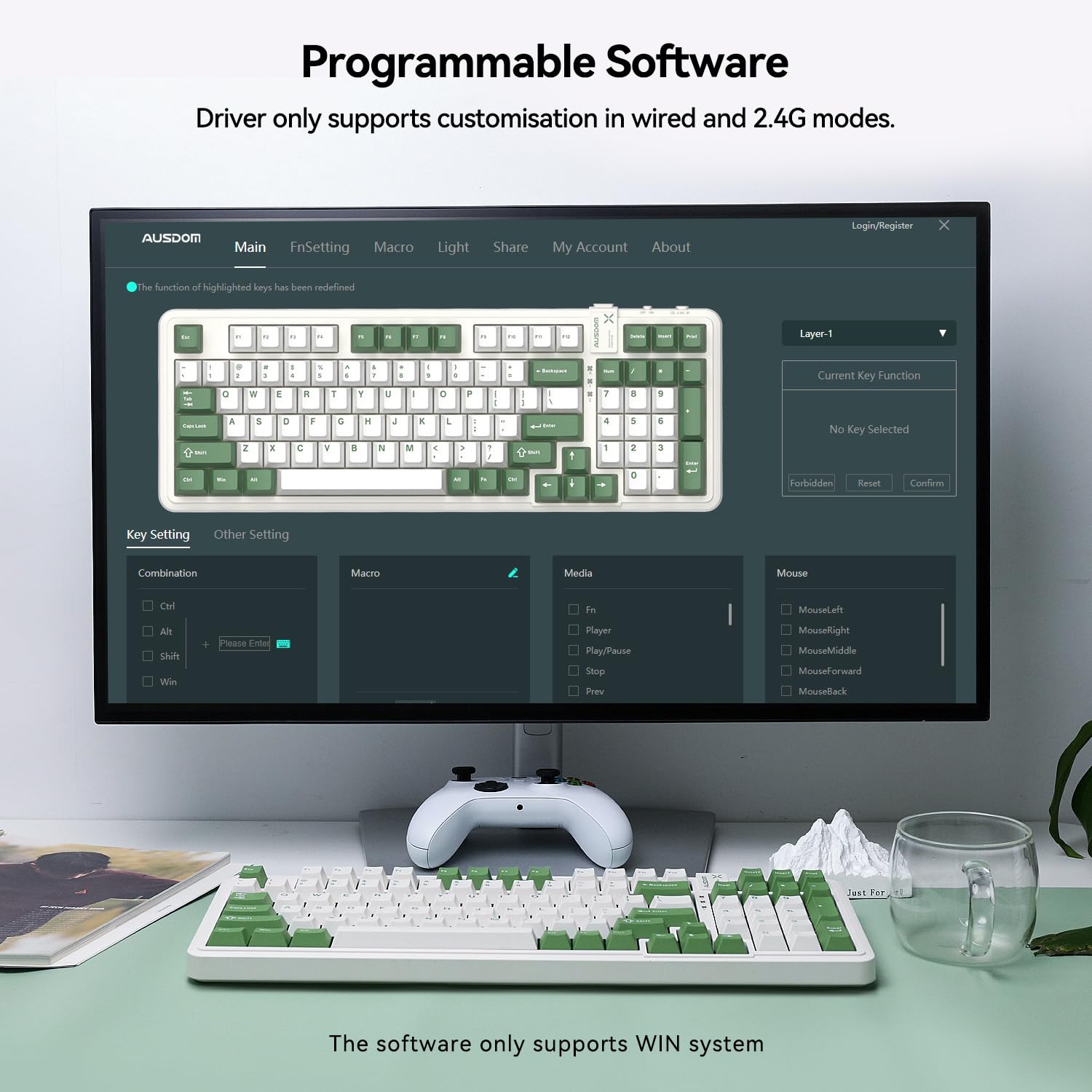 Snapklik.com : AUSDOM 98Pro Wireless Mechanical Keyboard, Tri-Mode BT/2 ...