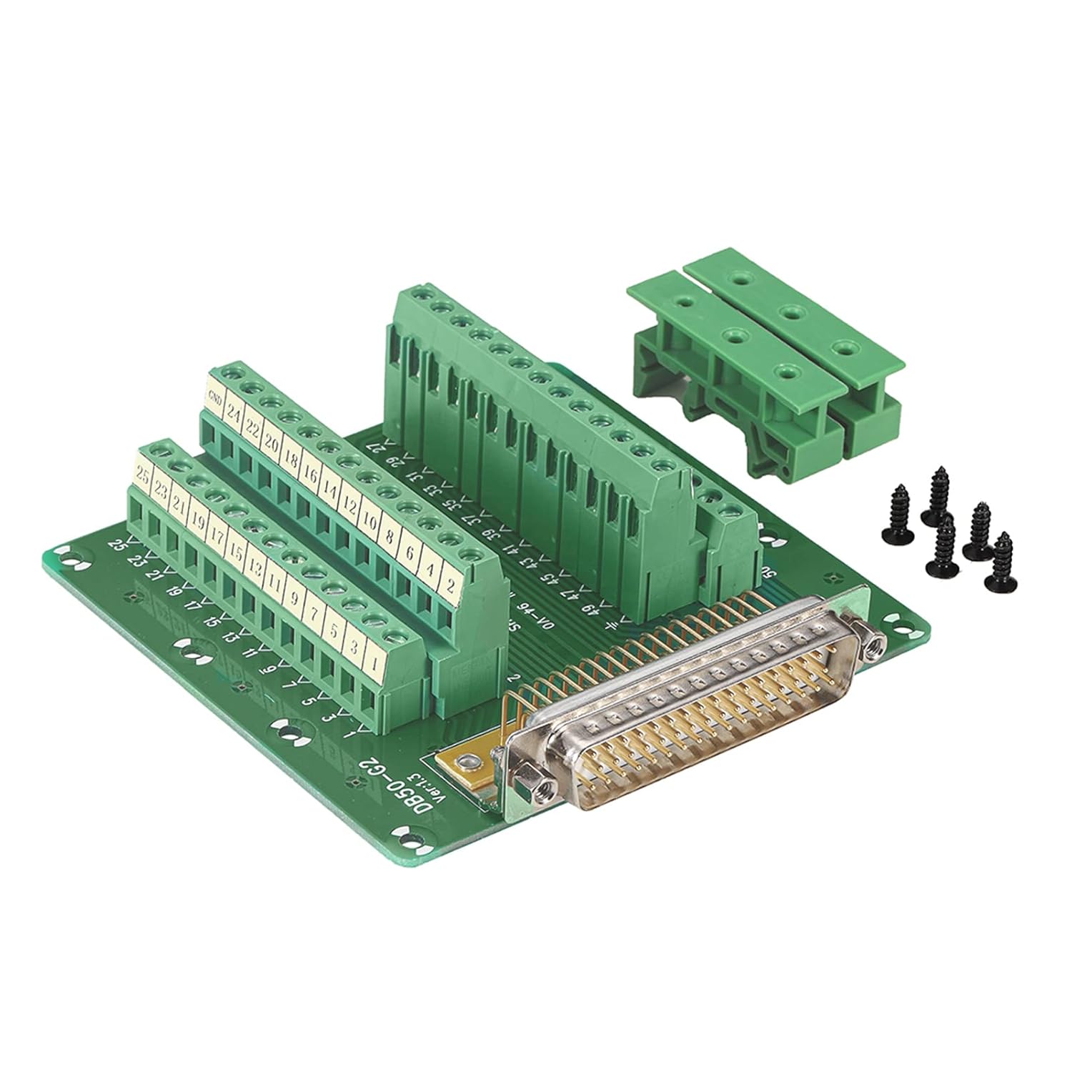Jienk DB50 Male Breakout Board DIN Rail Mount Interface Module, D-SUB ...