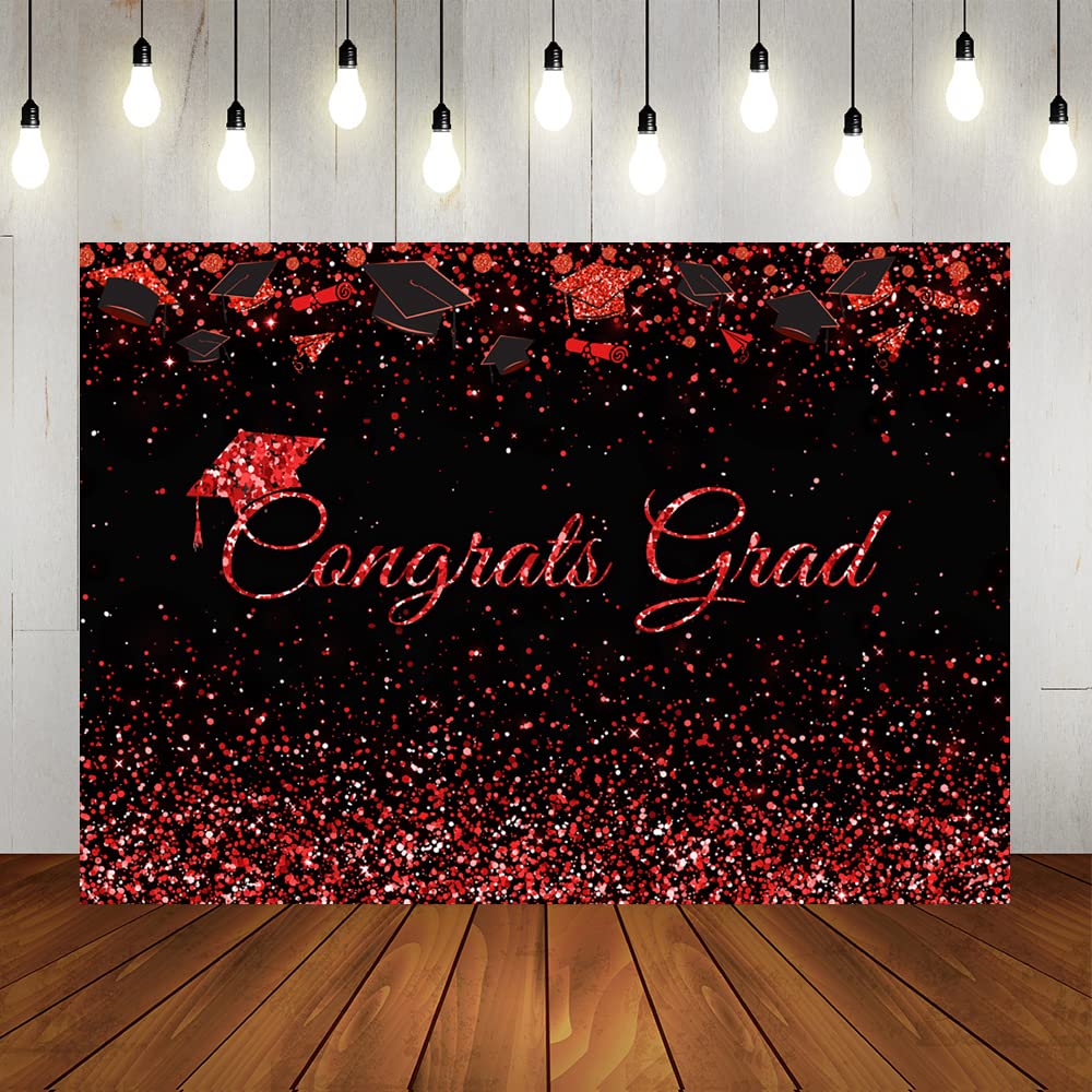 Amazon.com : Lofaris Class of 2024 Congrats Grad Black and Red Glitter ...