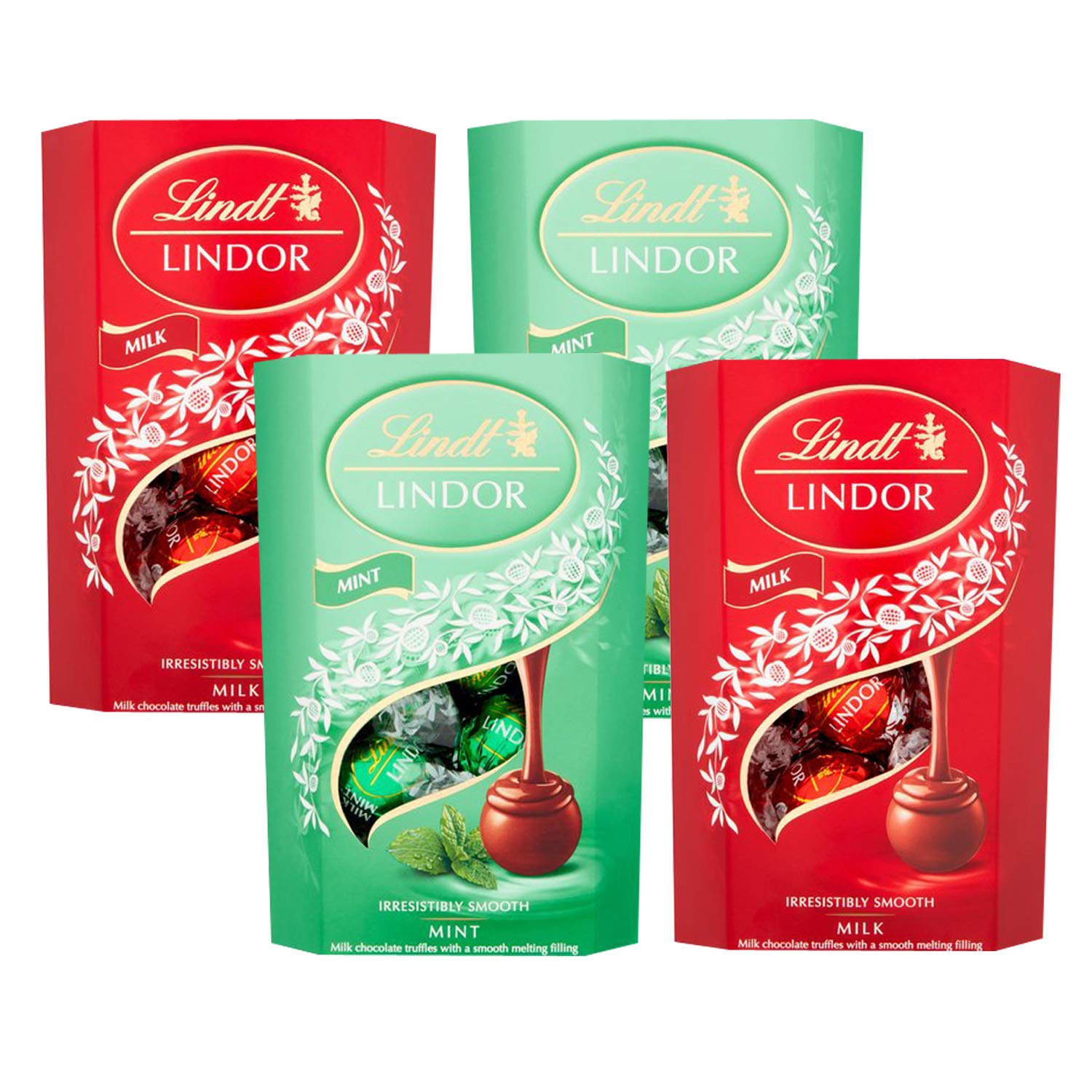 Lindt Lindor 4 Box Set 2 x Milk 200g & 2 x Mint 200g : Amazon.co.uk ...