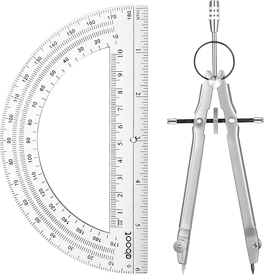 Amazon.com : EBOOT Student Geometry Math Set, Drawing Compass and 6 ...