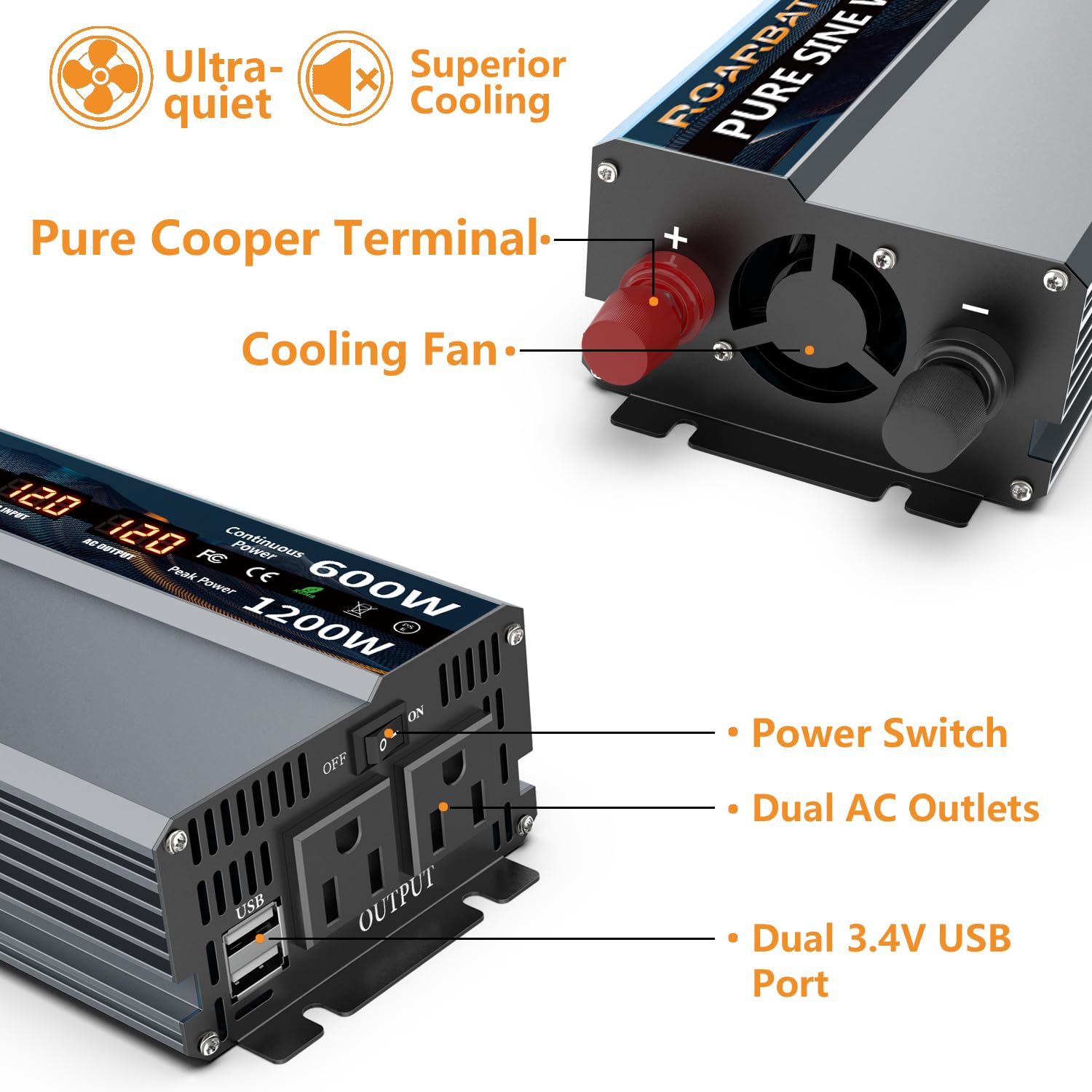 Snapklik.com : 600W Pure Sine Wave Power Inverter 12V DC To AC 110V ...