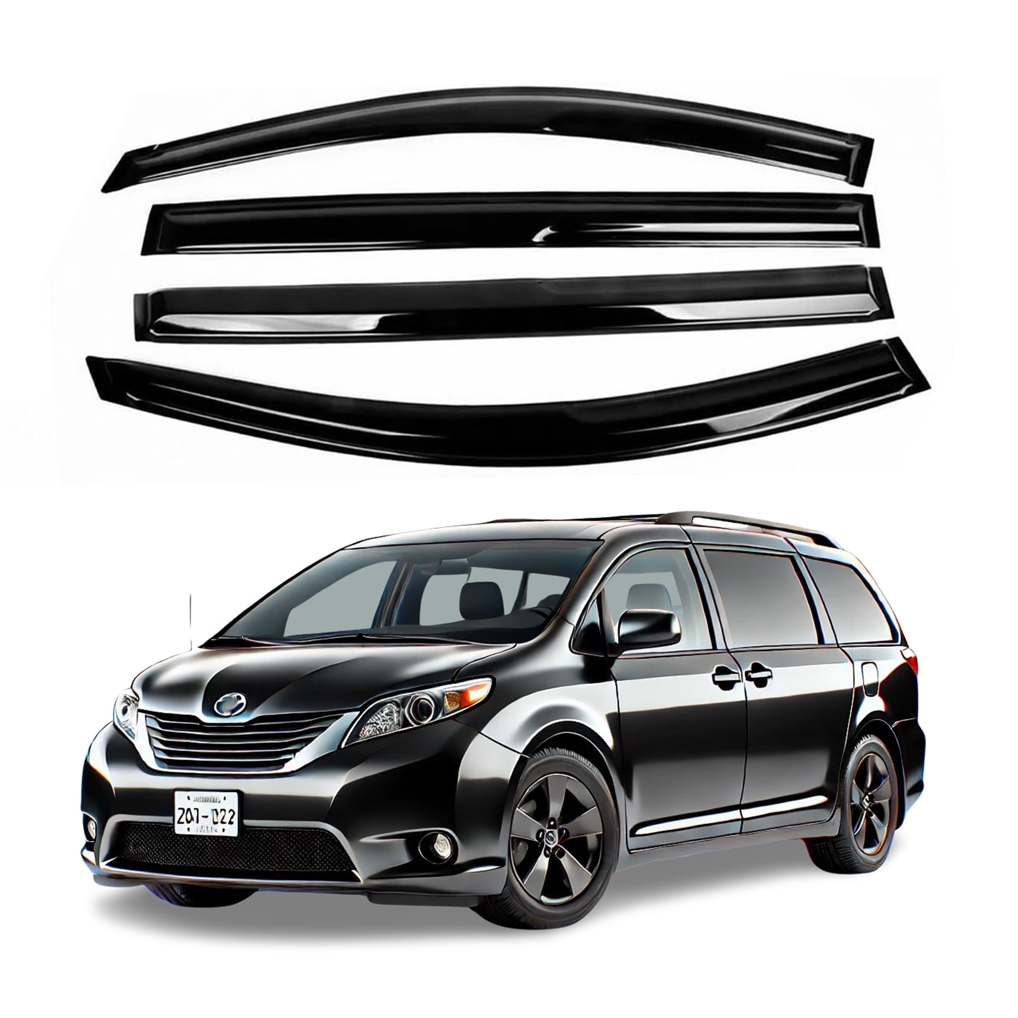 Smoke Tinted Window Guards Side Window Vent Visors For Toyota Sienna ...