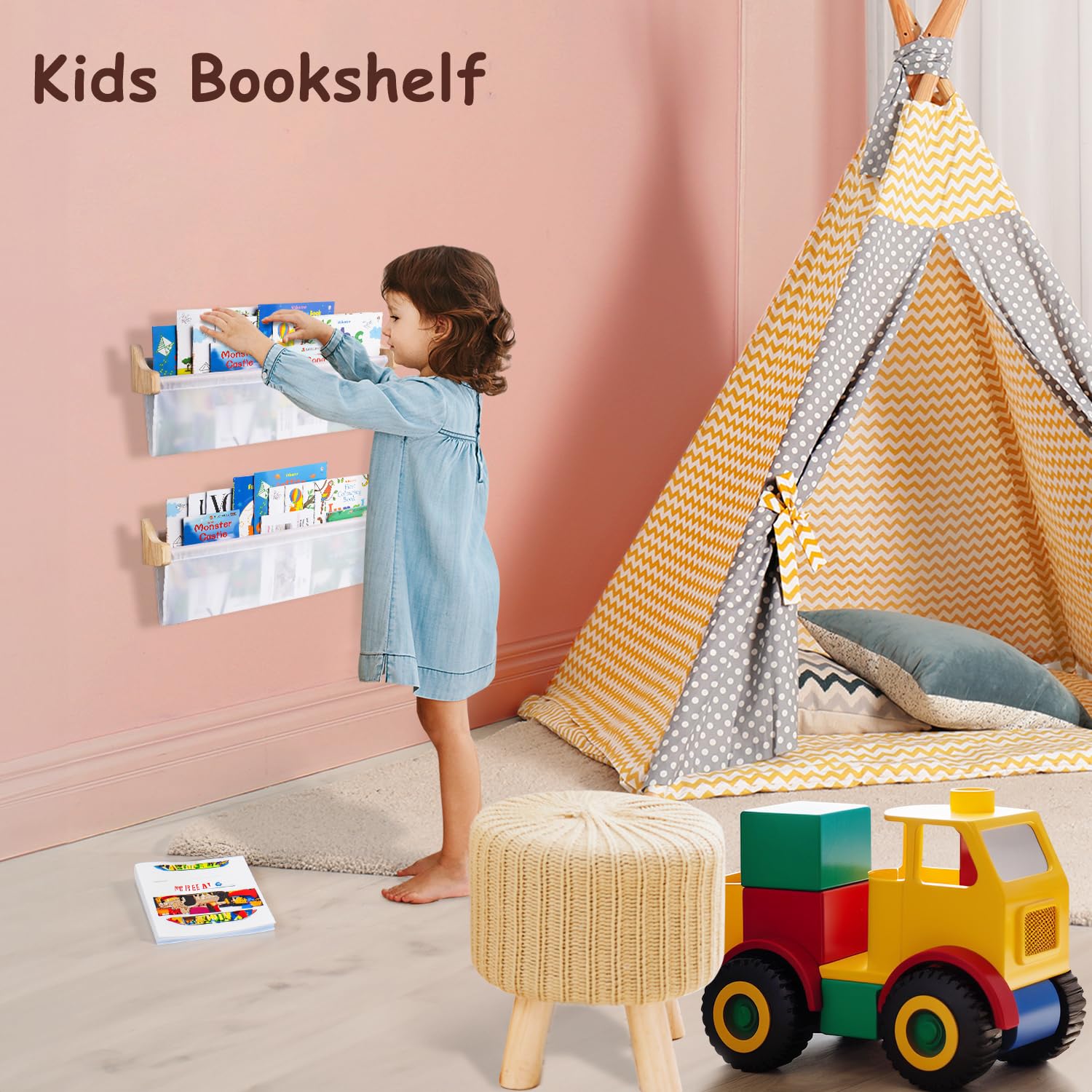 Snapklik.com : Volnamal Kids Bookshelf For Room, Wall Mounted Floating ...