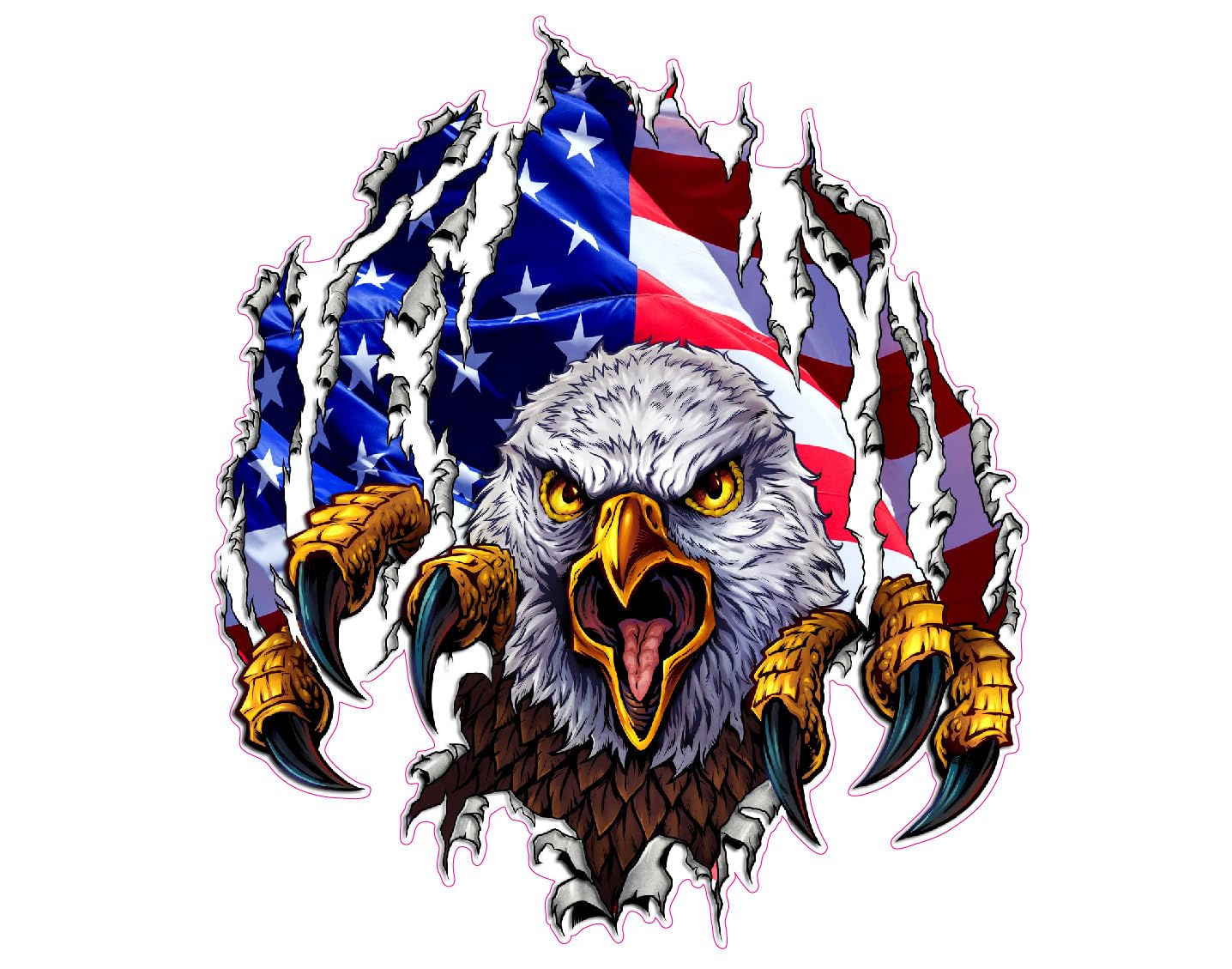 Amazon.com - Eagle Ripping Through American Flag Background Decal ...
