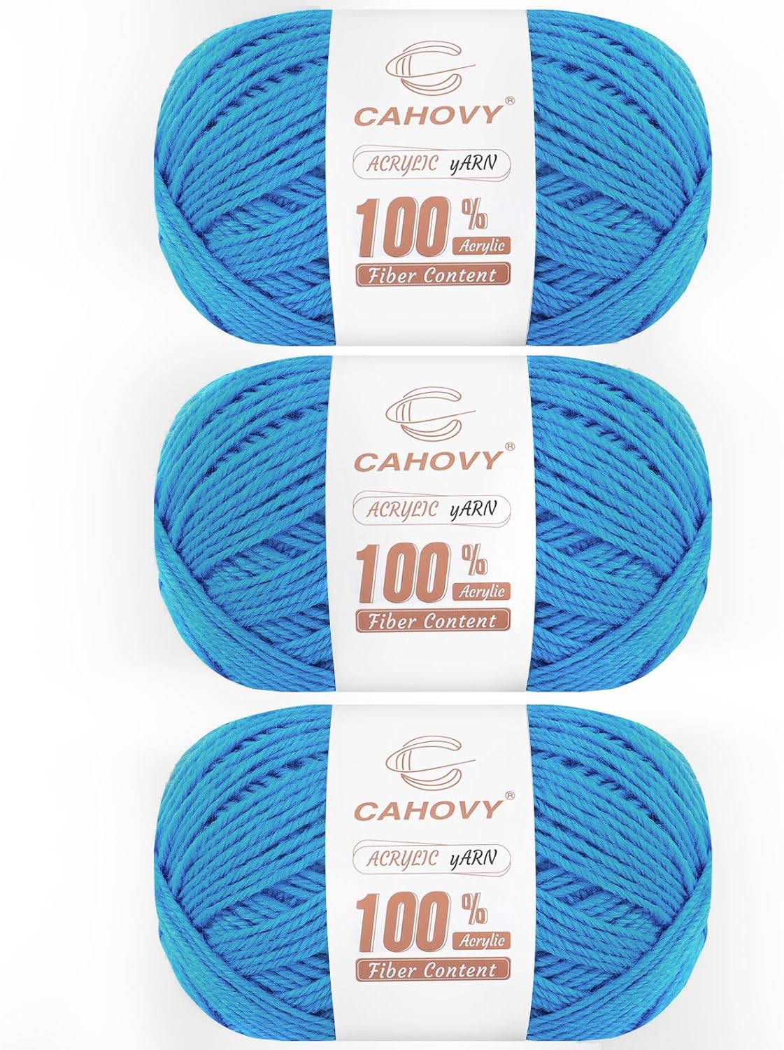 Amazon.com: CAHOVY Soft Blue Acrylic Yarn 3 Pack Crochet Knitting,840 ...