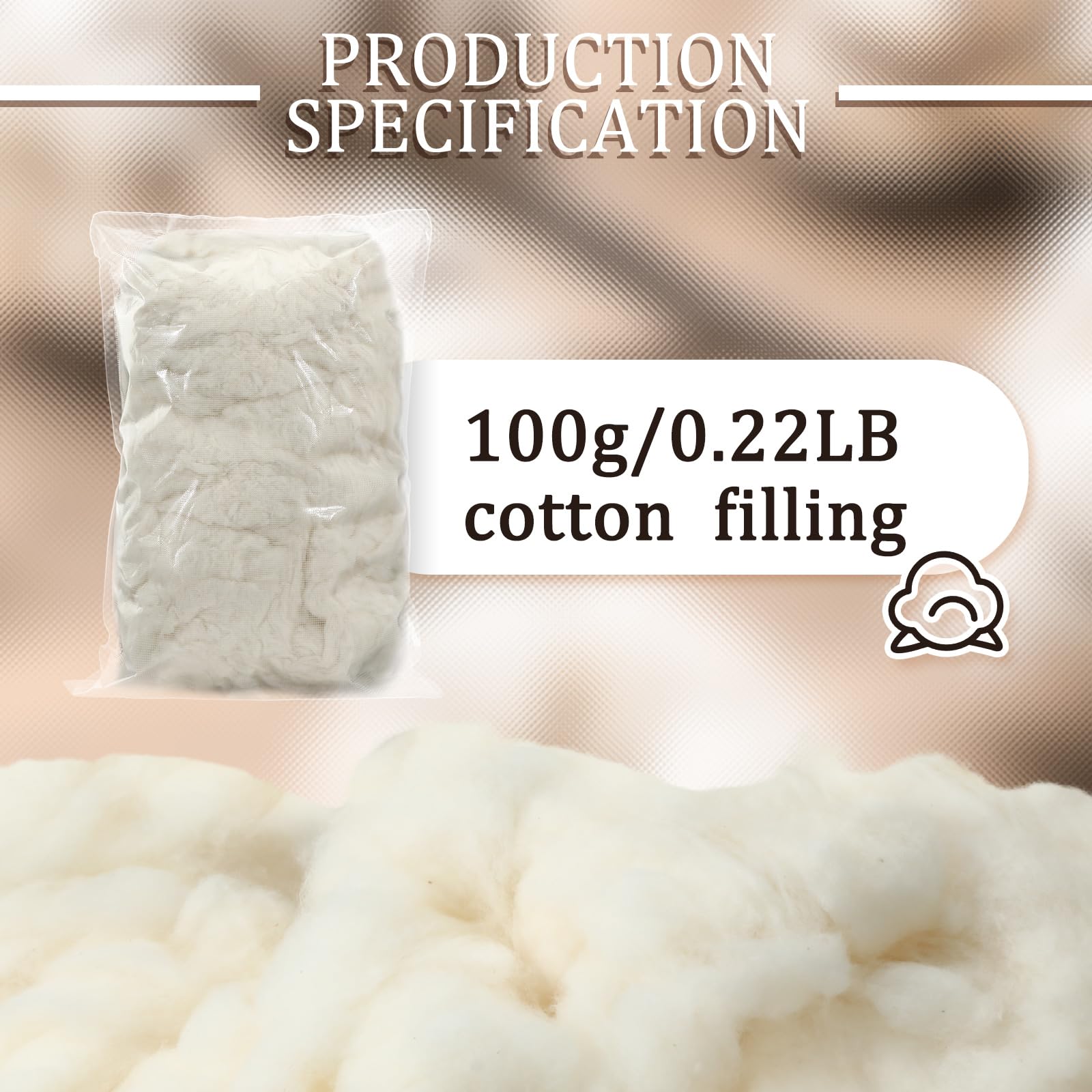 100g/0.22lb Cotton Stuffing for Stuffed Animals Soft Pillow, Natural ...