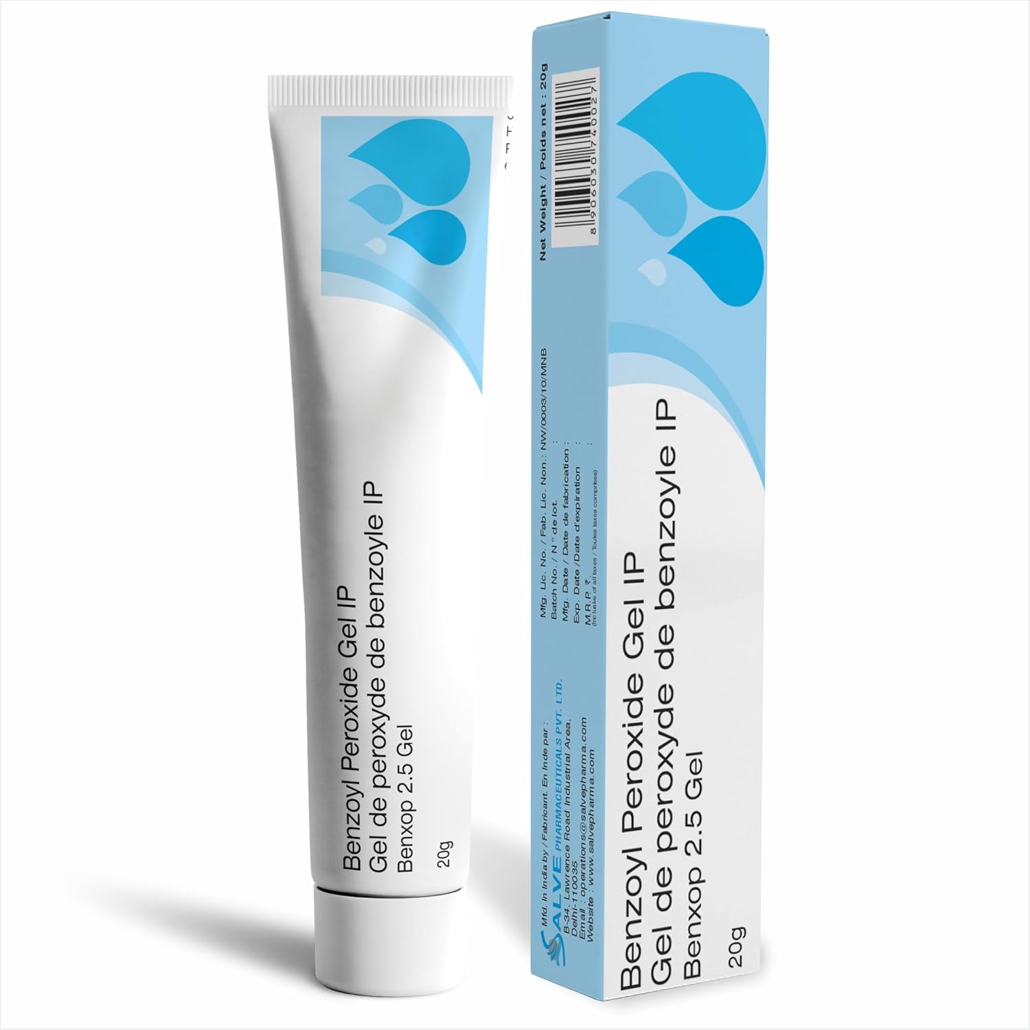 Amazon.com: SALVE Benxop Benzoyl Peroxide 2.5% Pimples Cream 20gm (0.70 ...