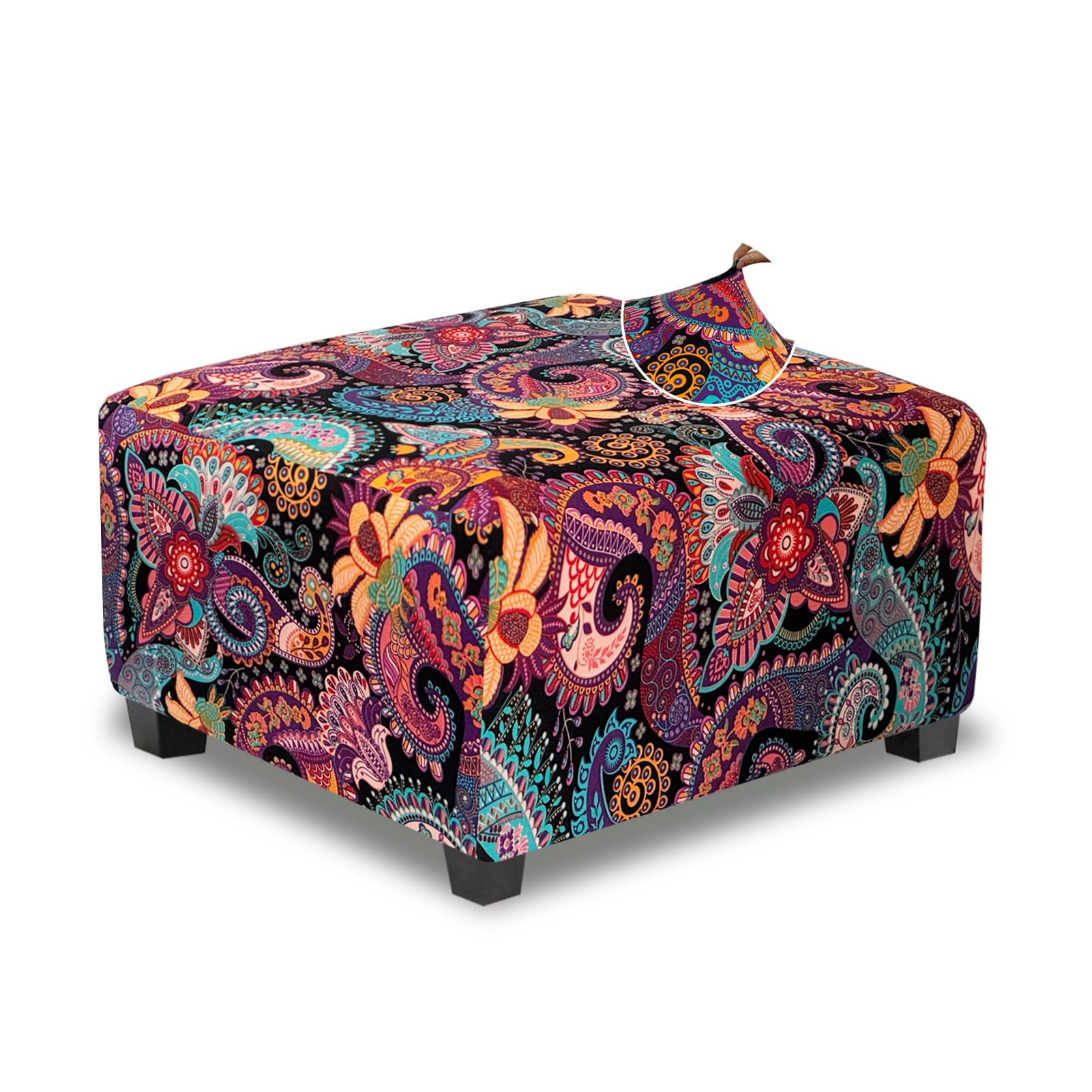 Amazon.com: TOPHMDECOR Ottoman Cover Square Slipcovers Printed,Stretch ...
