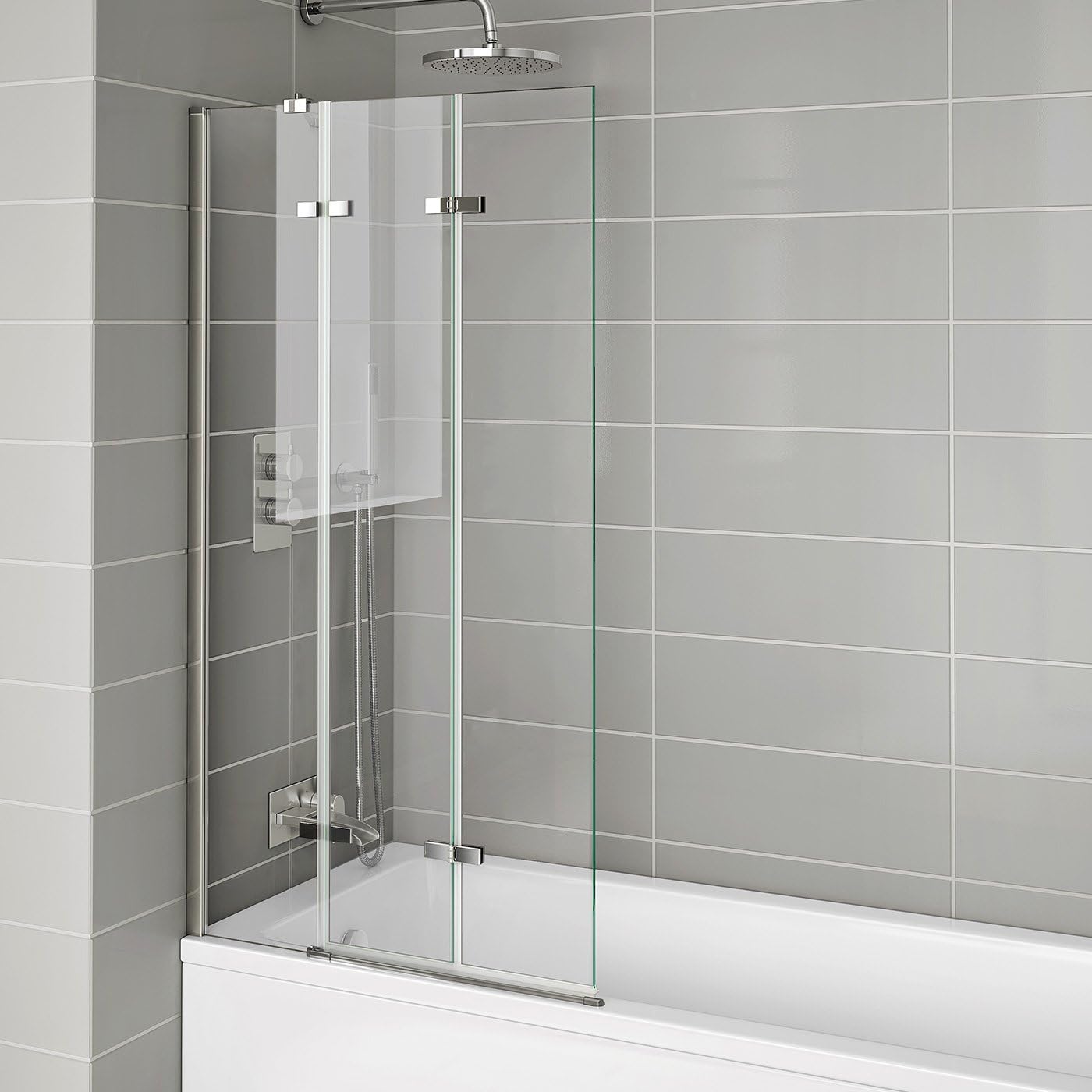 Bath Screen, 812x1400mm 3 Folding Shower Screens for Baths, Clear ...