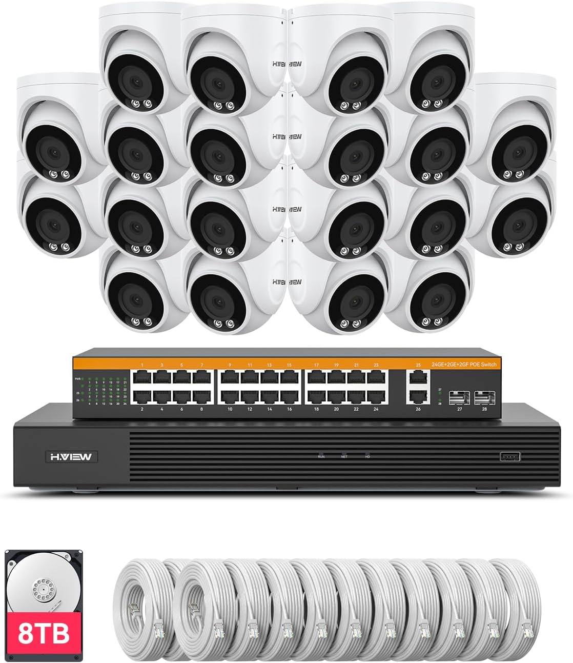 Amazon.com : H.VIEW 32 Channel Security Camera System, 32CH 4K 8MP NVR ...