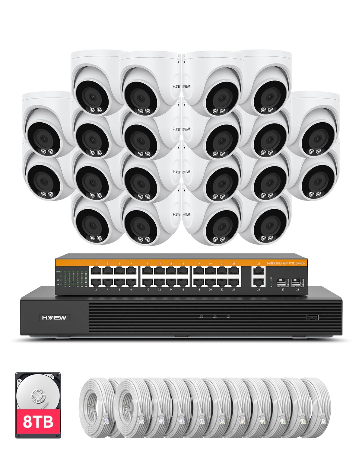 Amazon.com : H.VIEW 32 Channel Security Camera System, 32CH 4K 8MP NVR ...