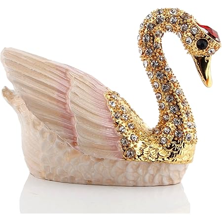 Amazon.com: Furuida Swan Trinket Box Hinged Crystal Enameled Ornament ...