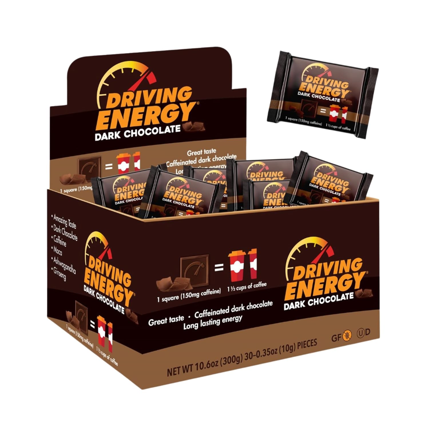 Amazon.com : Driving Energy - Caffeinated Energy Bite Size - Dark ...