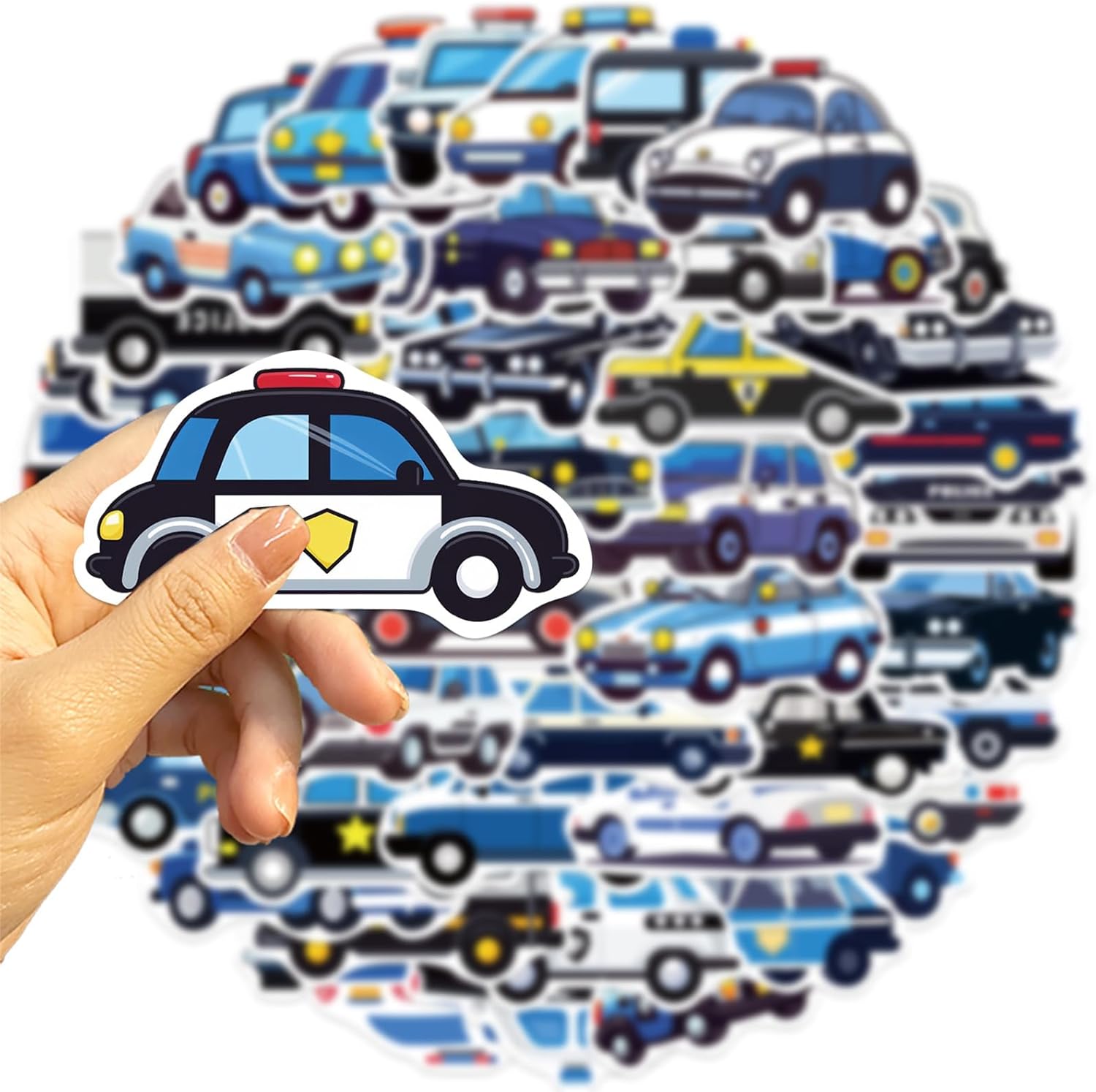 Amazon.com: 50Pcs Police Car Stickers Vehicles Vinyl Decals Party Decor ...