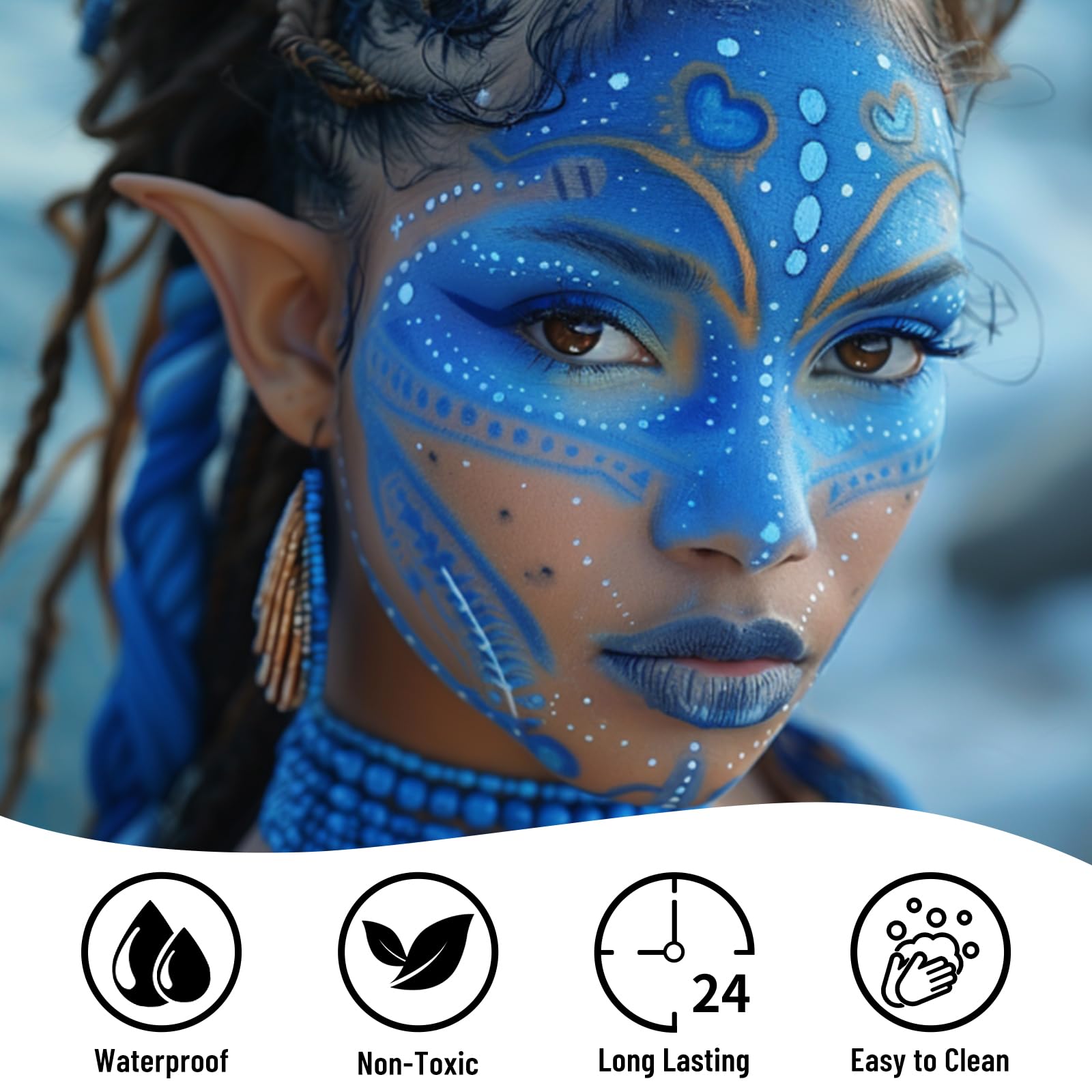 Snapklik.com : Halloween Face Paint Kit - Black, White, Blue + Body ...