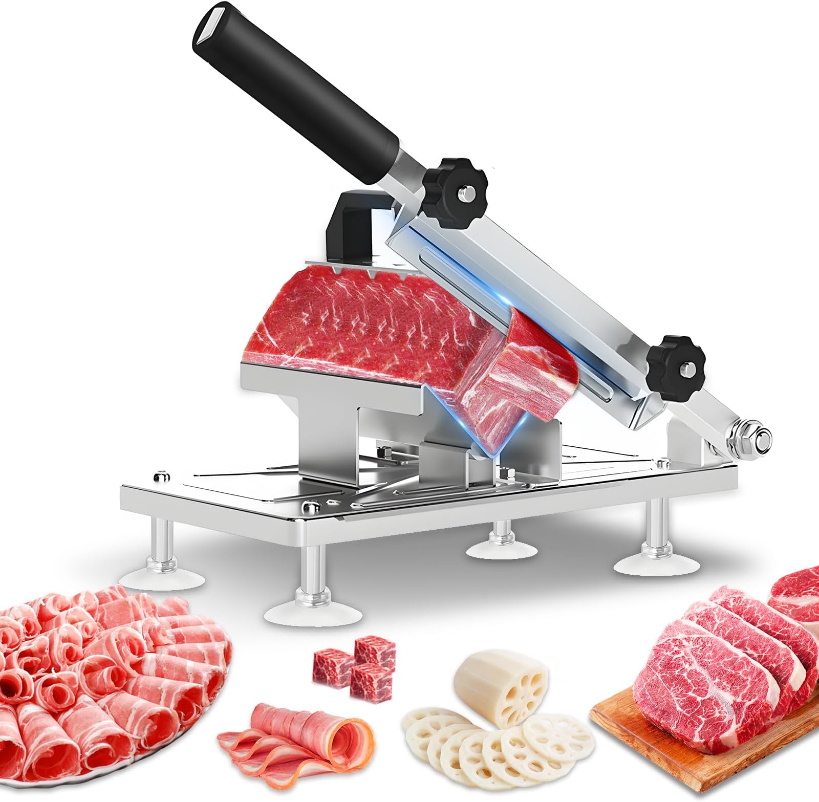 Amazon.com: Manual Frozen Meat Slicer Meat Cutter Upgraded Stainless ...