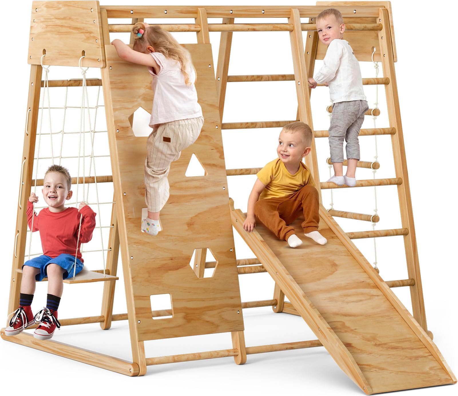 Amazon.com: Indoor Playground,Toddler Montessori Wood Playset 9-in-1 ...