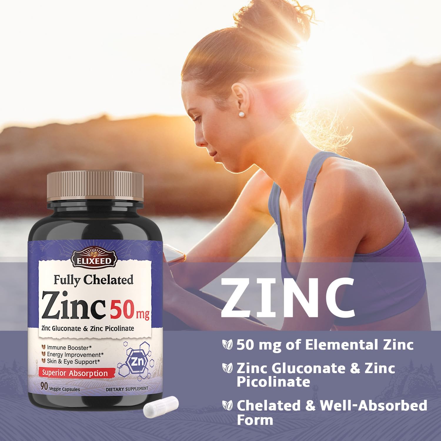 Elixeed Zinc 50 mg, 2 formas superiores como picolina de zinc y ...