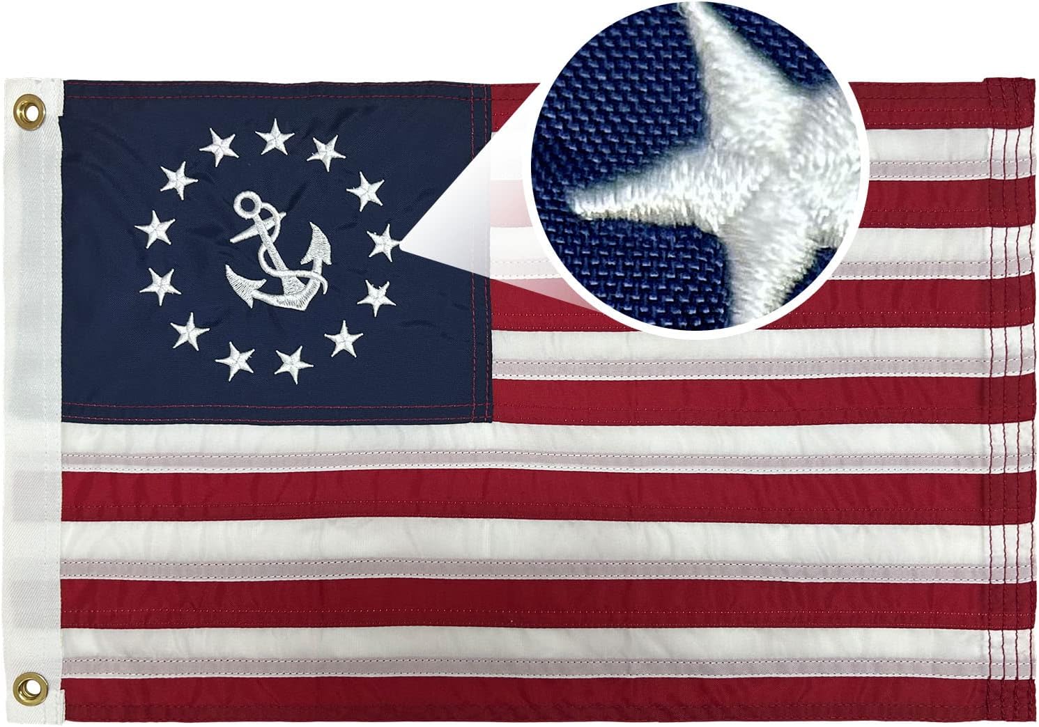 Amazon.com : U.S. Yacht Ensign Flag 24X36 Inch SolarMax Nylon : Outdoor ...