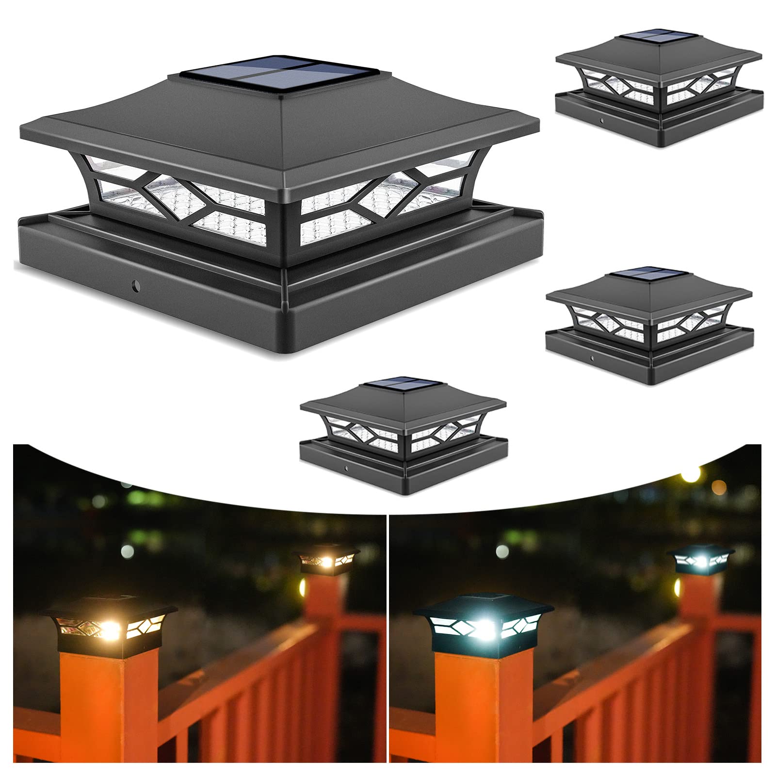 Snapklik.com : VOLISUN Solar Post Cap Lights: 4 - Pack Outdoor Deck ...
