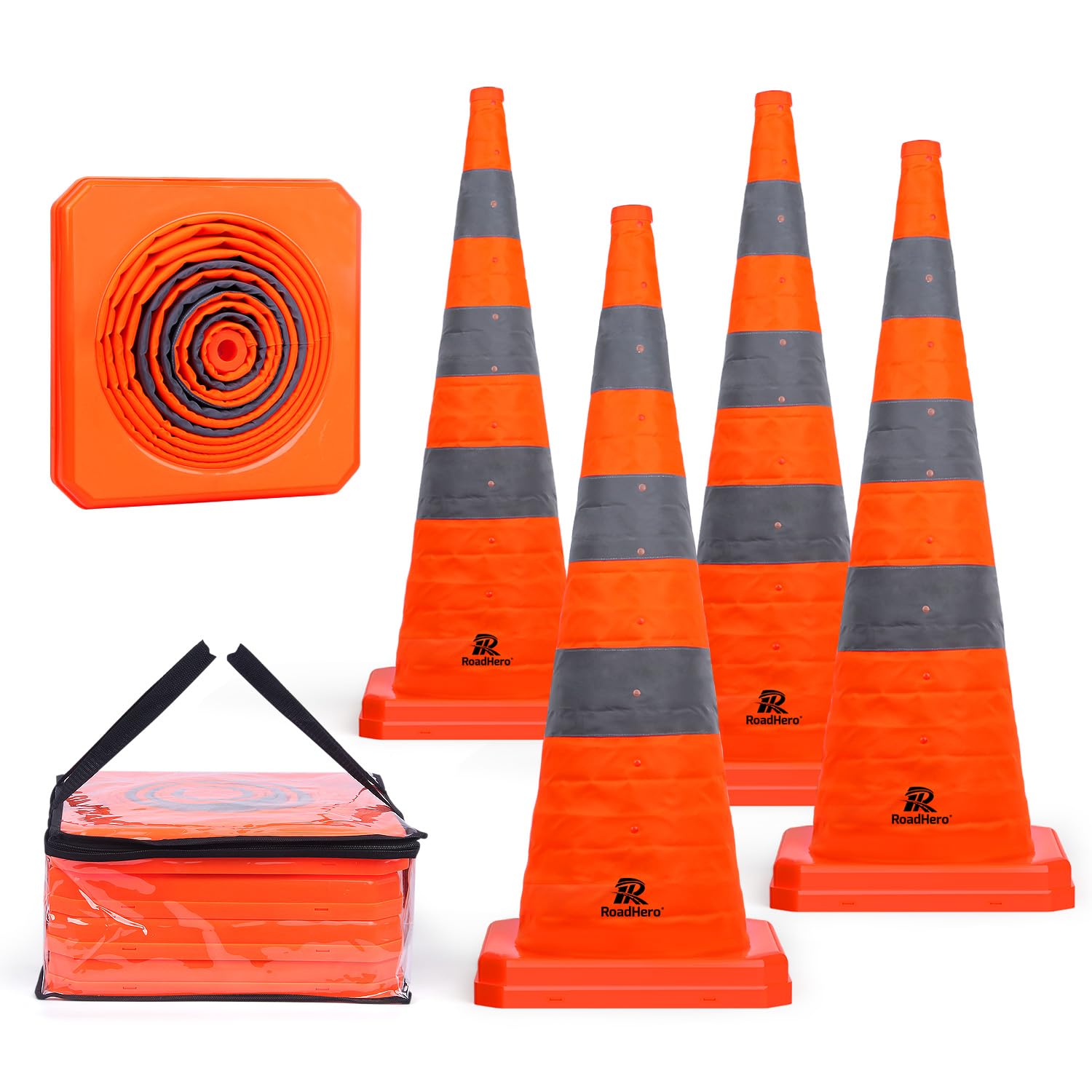 Snapklik.com : RoadHero 36 Inch 4 Pack Collapsible Traffic Safety Cones ...