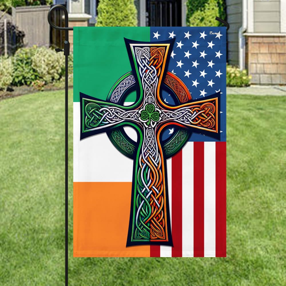 Celtic Cross With Irish Flag Tattoo