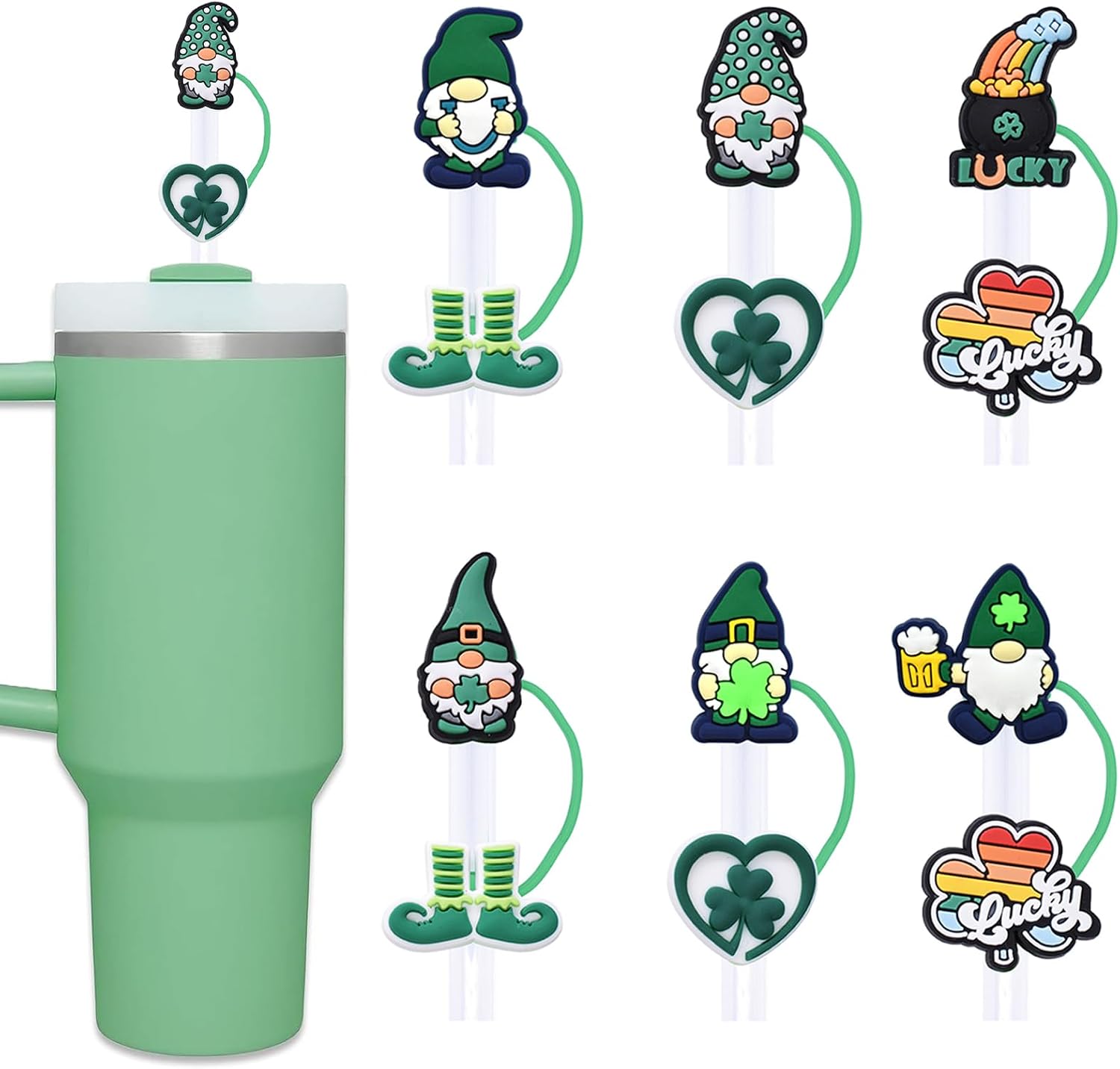 Amazon.com: 6PCS Straw Cover Cap for Stanley: 10mm St Patricks Day ...