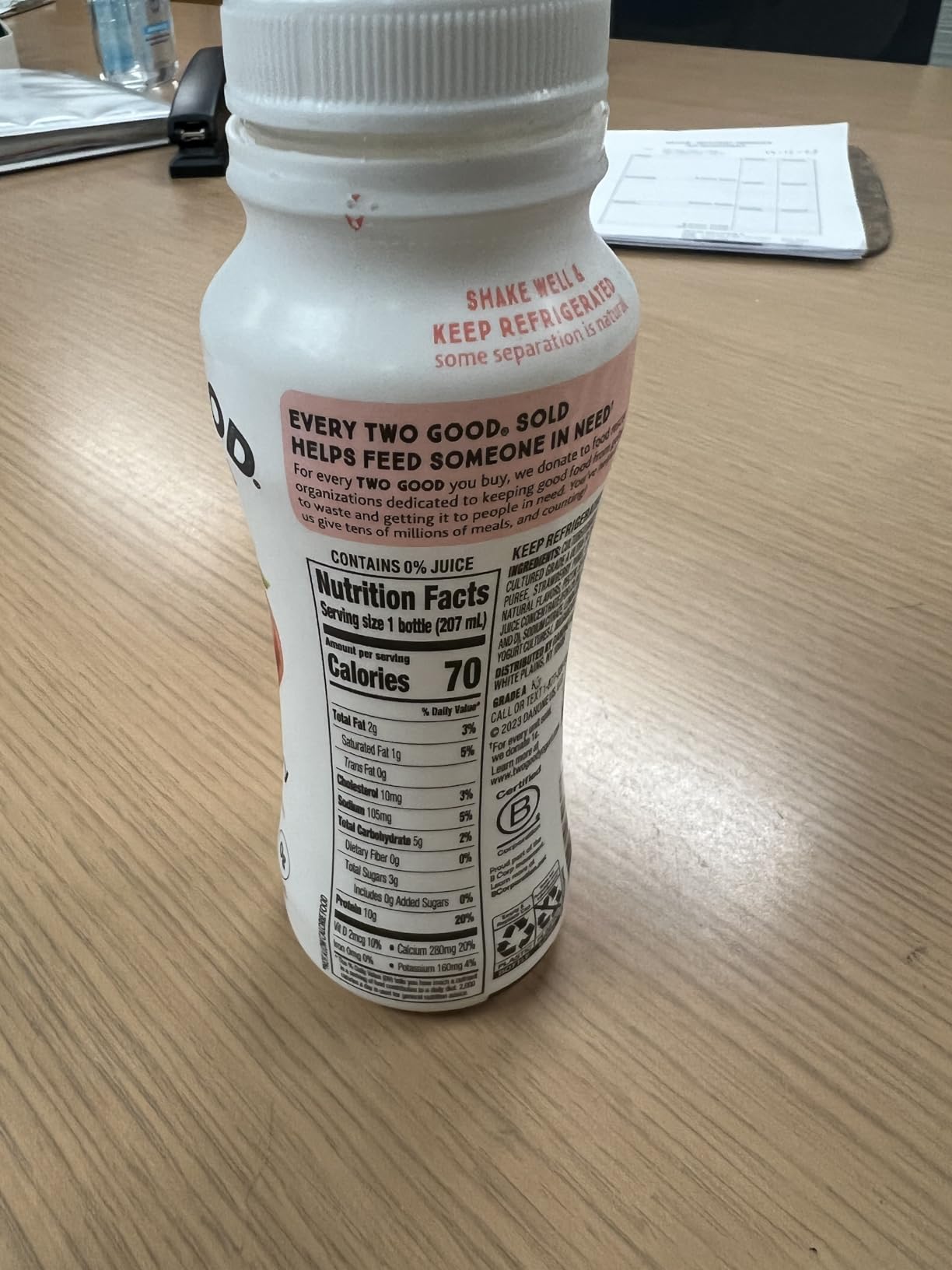 Amazon.com: Two Good Strawberry Banana Smoothie, Yogurt-Cultured Dairy ...