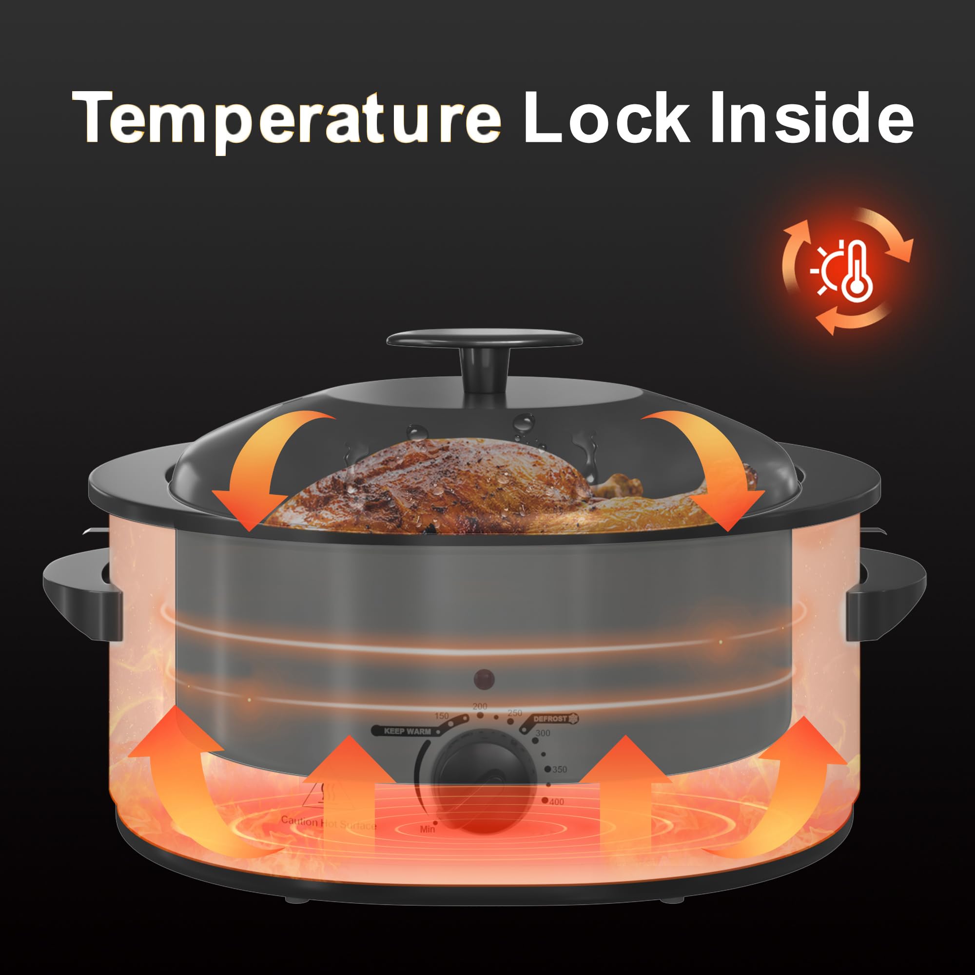 Snapklik.com : 8 Quart Roaster Slow Cooker, 2-in-1 Electric Roaster ...