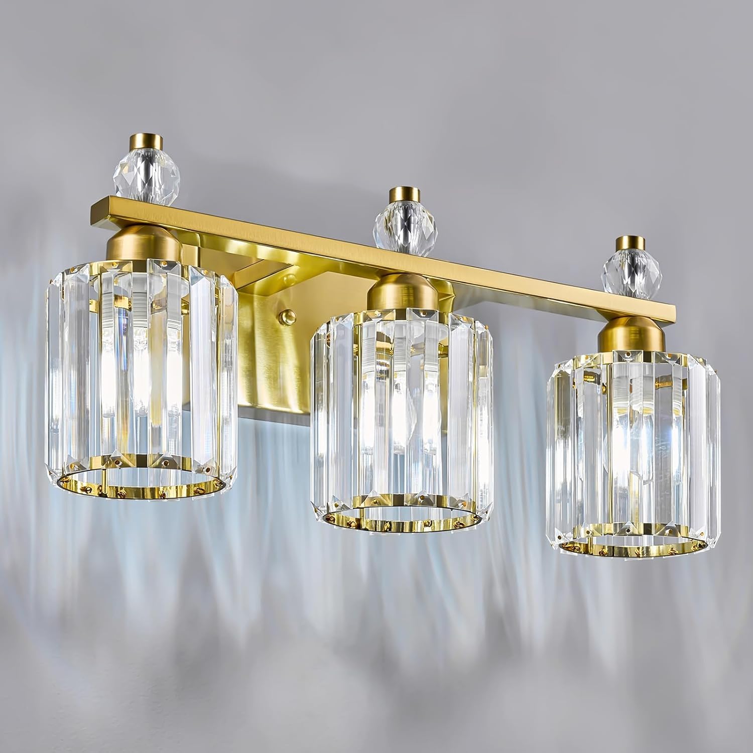 FDPBY Bathroom Vanity Lights 3-Light Gold Modern Crystal Vanity Light ...