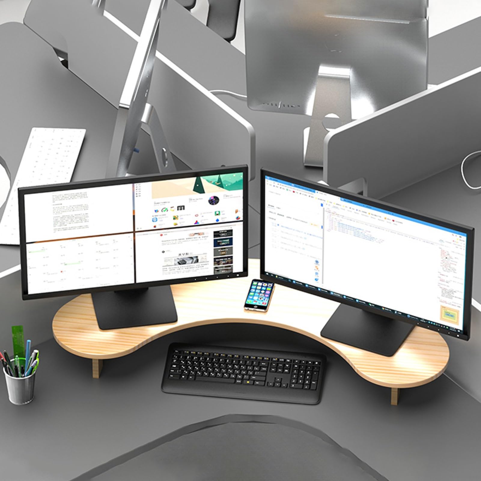 Amazon.com: Corner Monitor Stand Arc Office Desk Stand for Monitor ...