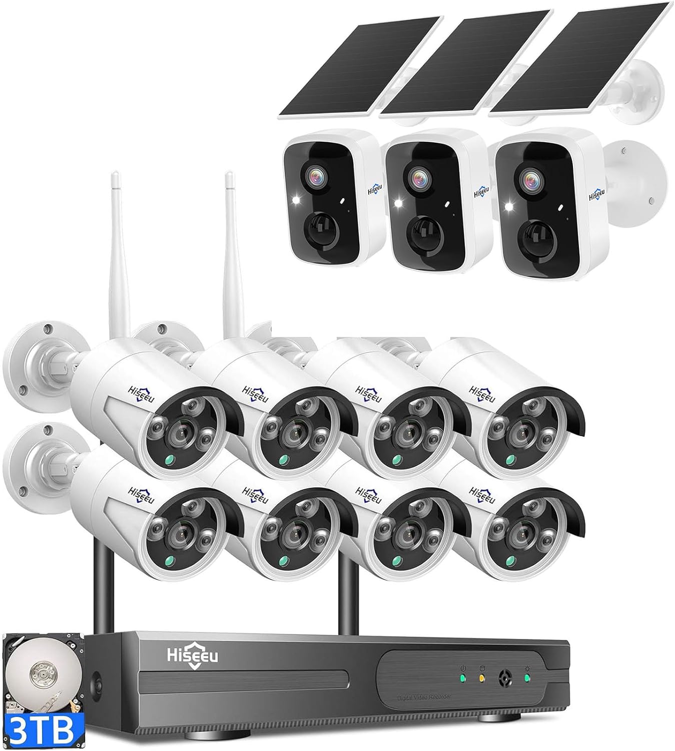 Amazon.com : 16CH 8pcs Wireless Pro Security Camera System+3pcs Solar ...