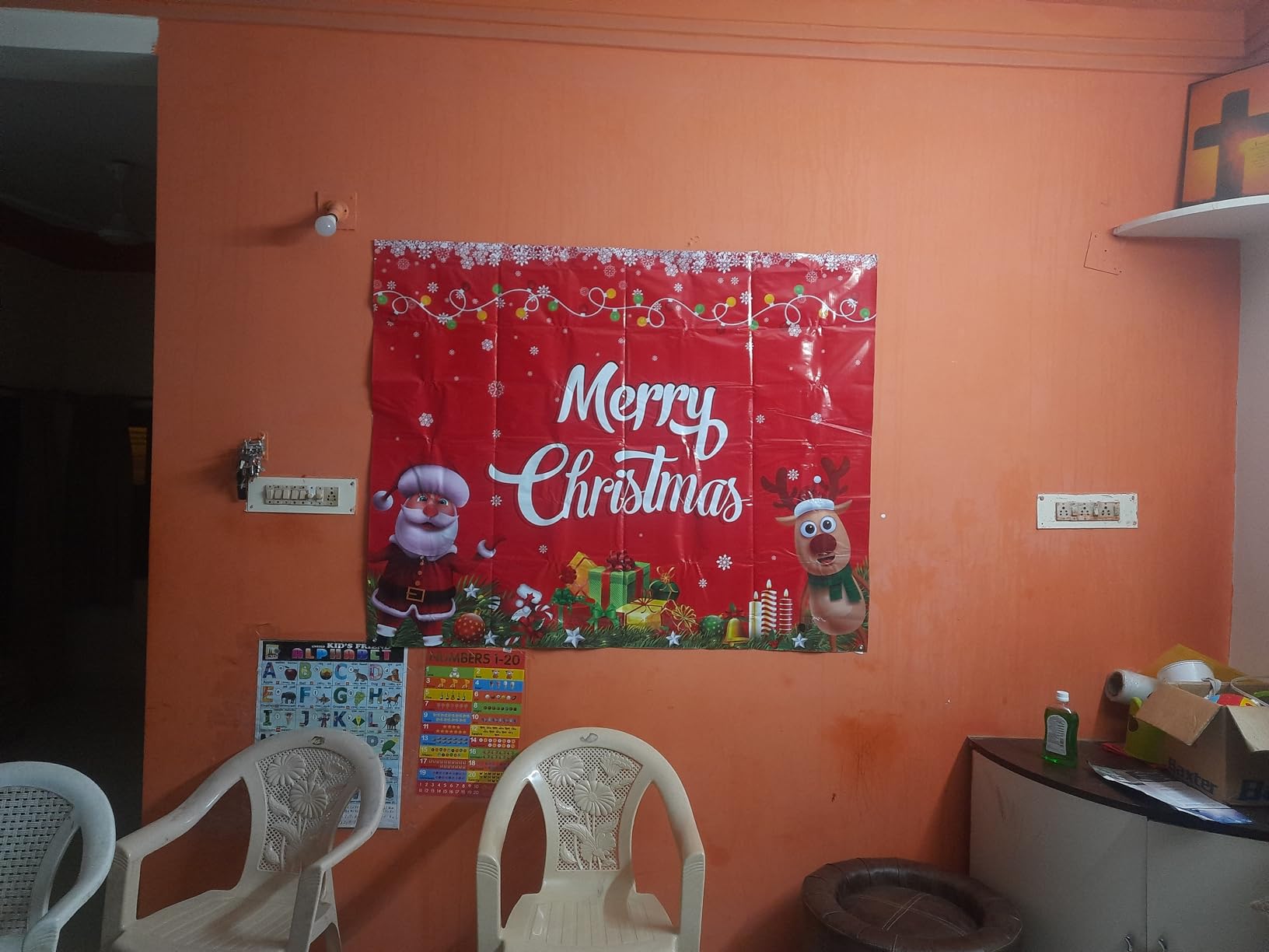 Party Propz Christmas Backdrop Banner - 4x5 ft, Merry Christmas Banner ...