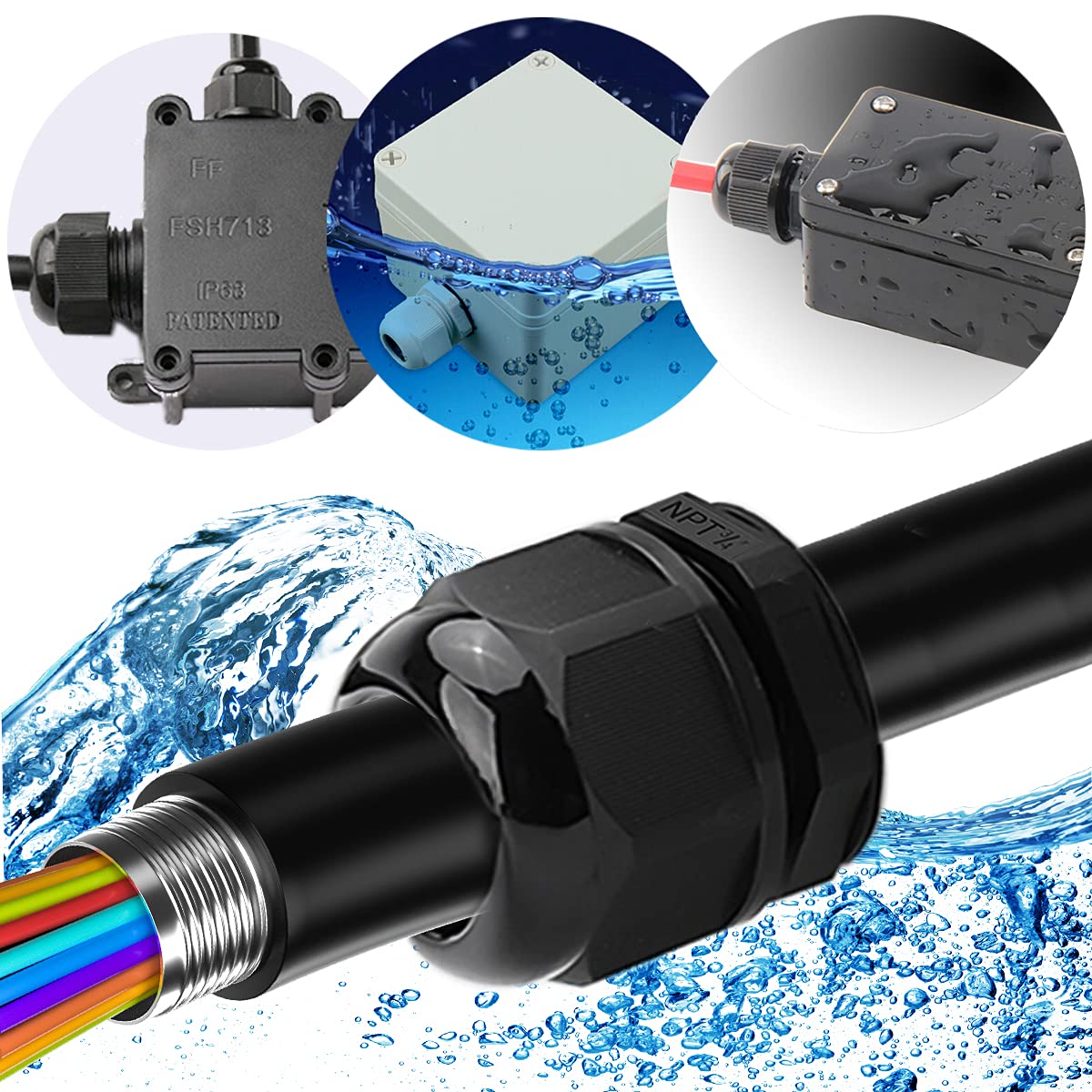 Snapklik.com : Cable Gland, Otdorpatio 5 Pack NPT 1" Cord Grip Cable ...