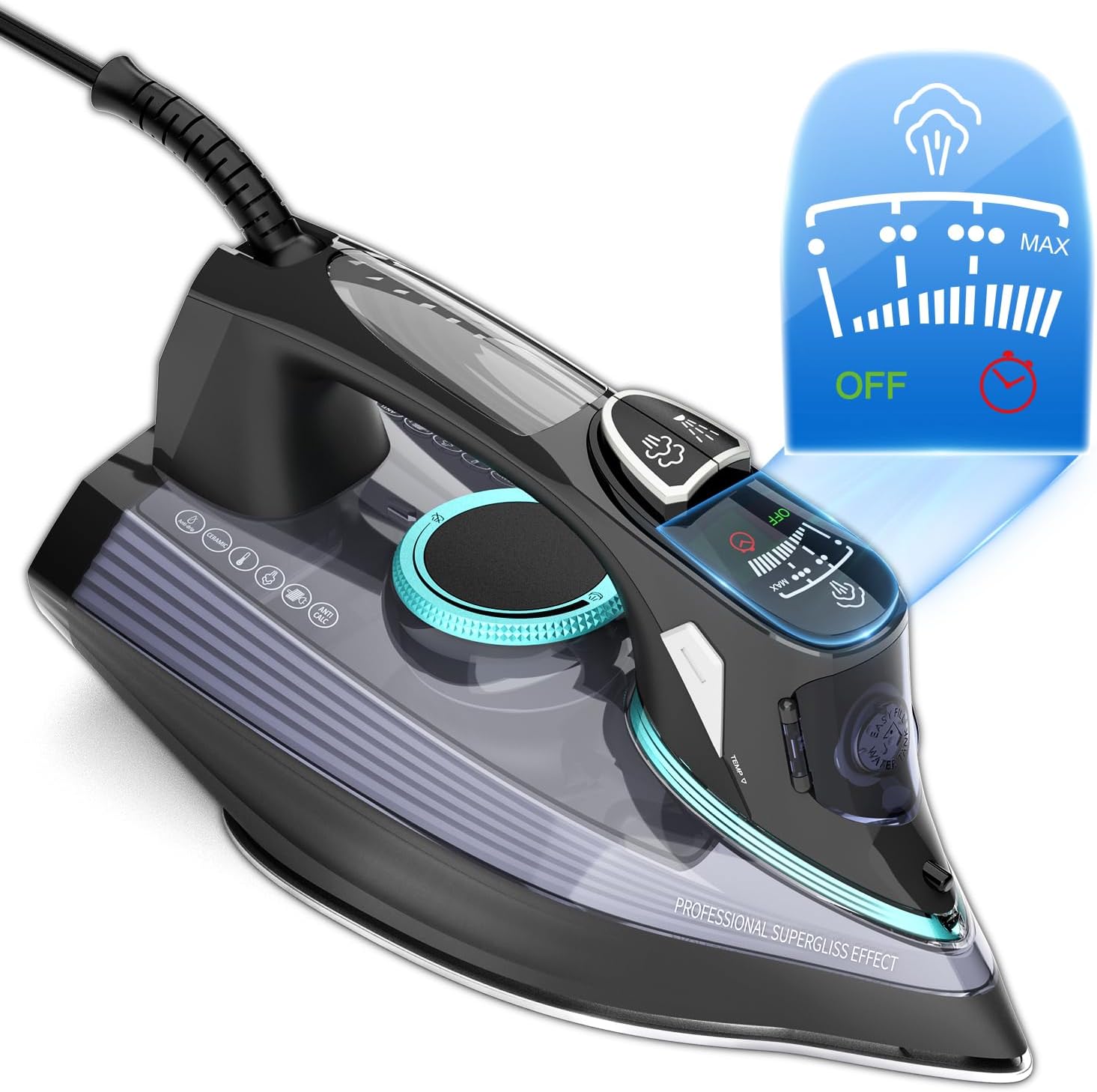 Amazon.com: 1700 Watt Steam Iron with Digital LED Screen, Ceramic ...