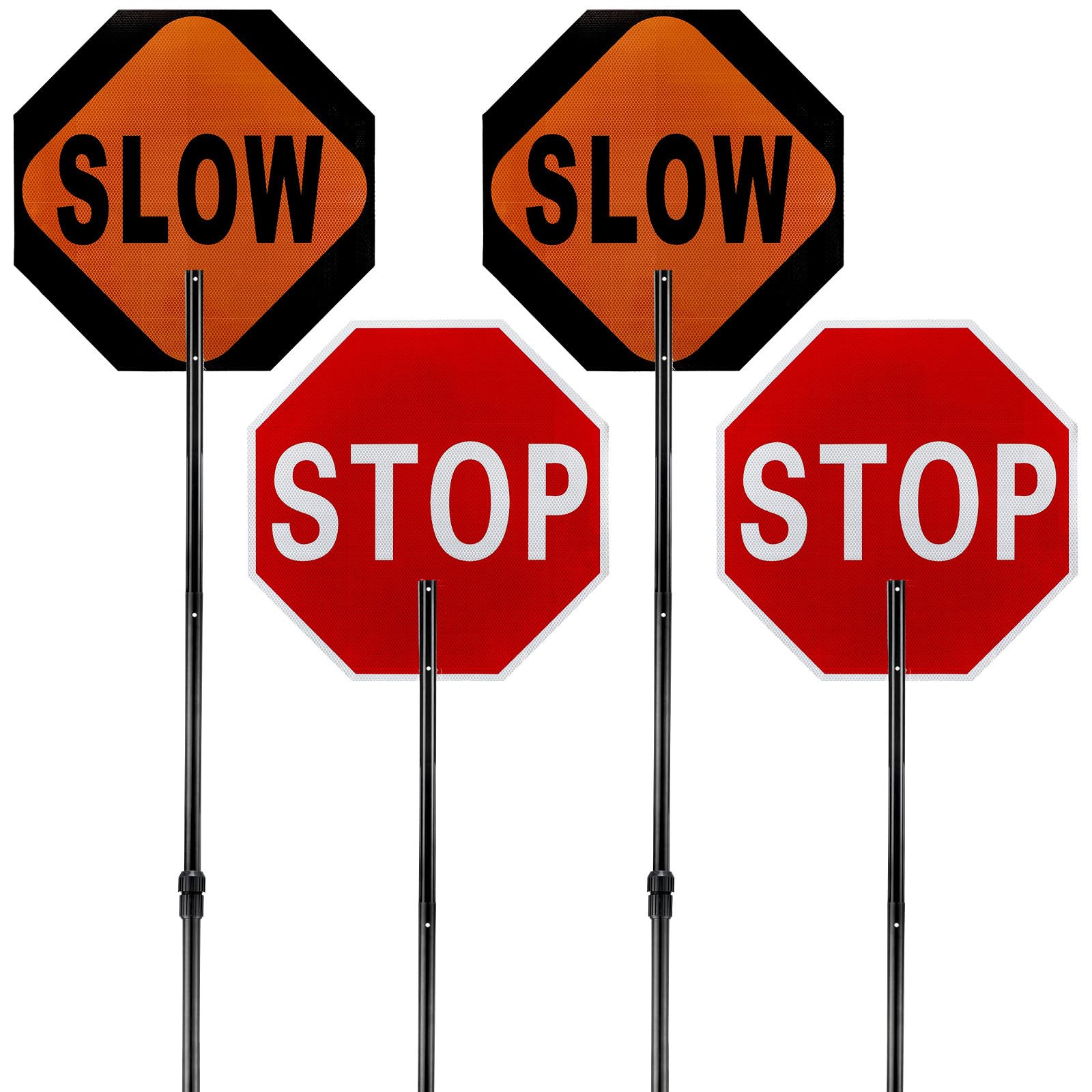 Snapklik.com : Kanayu 2 Pcs 24x24inch Flagger Helper Slow Stop Paddle Signs