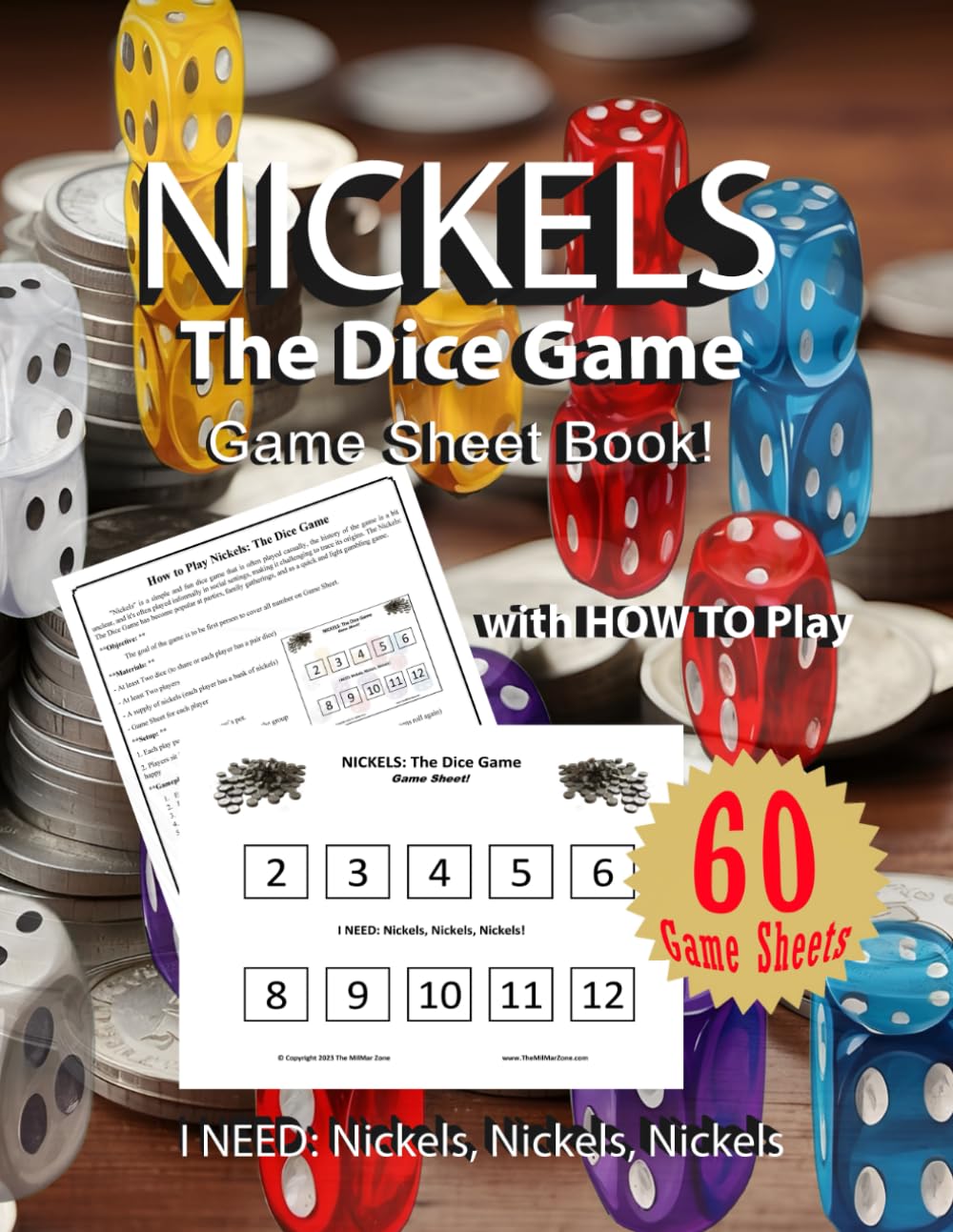 Amazon.com: Nickels: The Dice Game: Cool Game Sheet Book, 8.5" x 11", 60 game sheets, Great way ...
