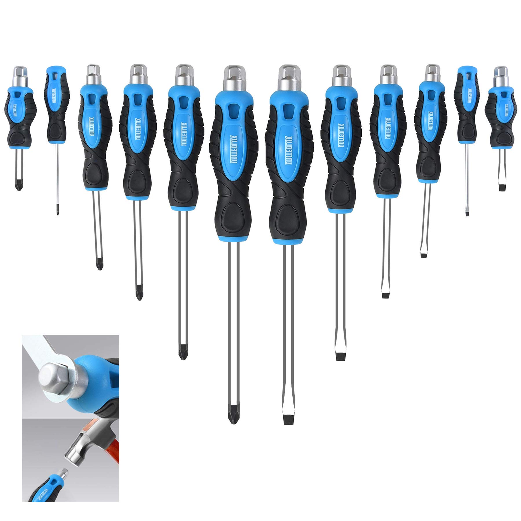 12-Pieces Magnetic Screwdriver Set, 6 Phillips and 6 Flat Head Tips ...