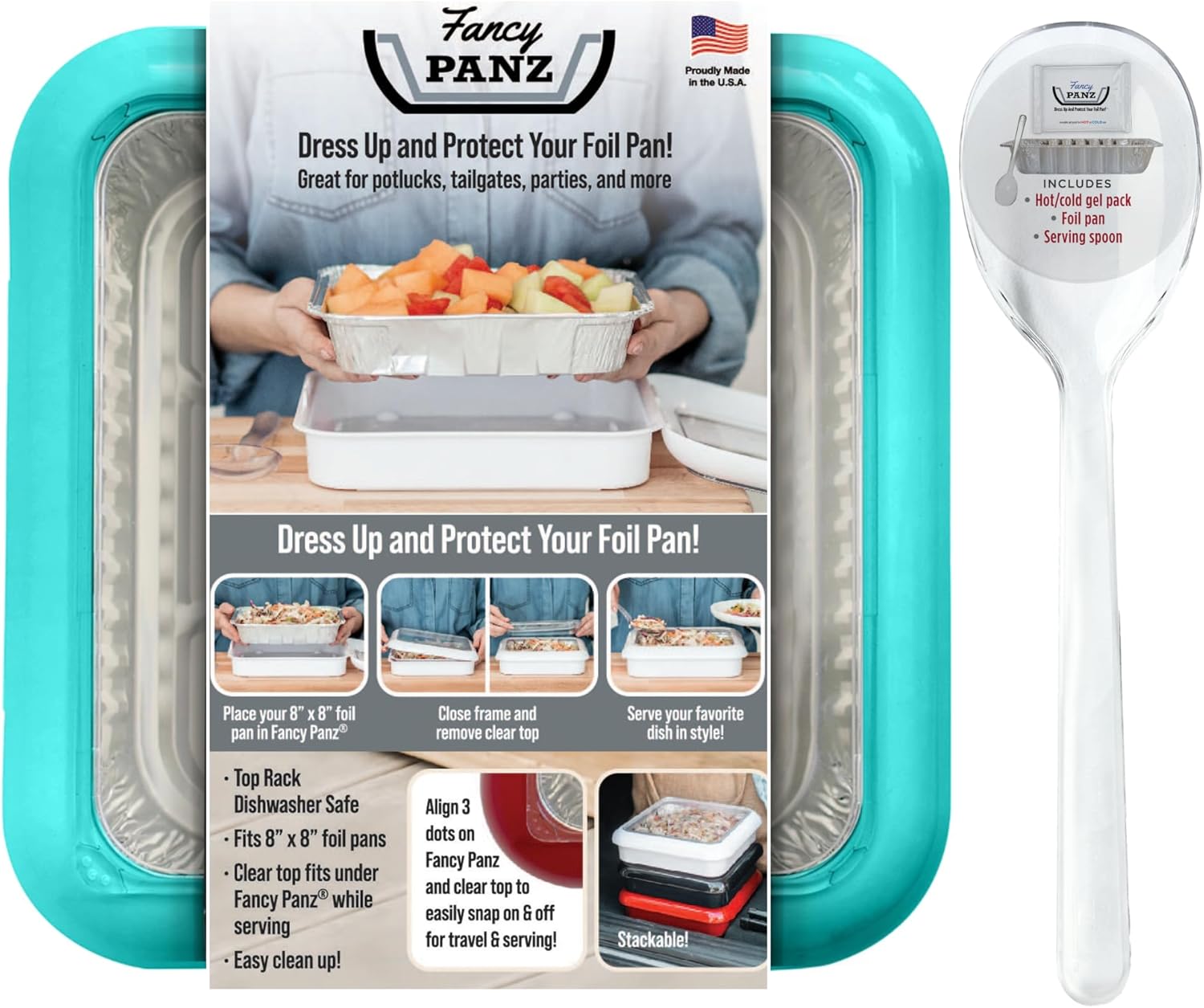 Amazon.com: Fancy Panz - Aqua 8x8" Aluminum Foil Pan Carrier with Lid ...