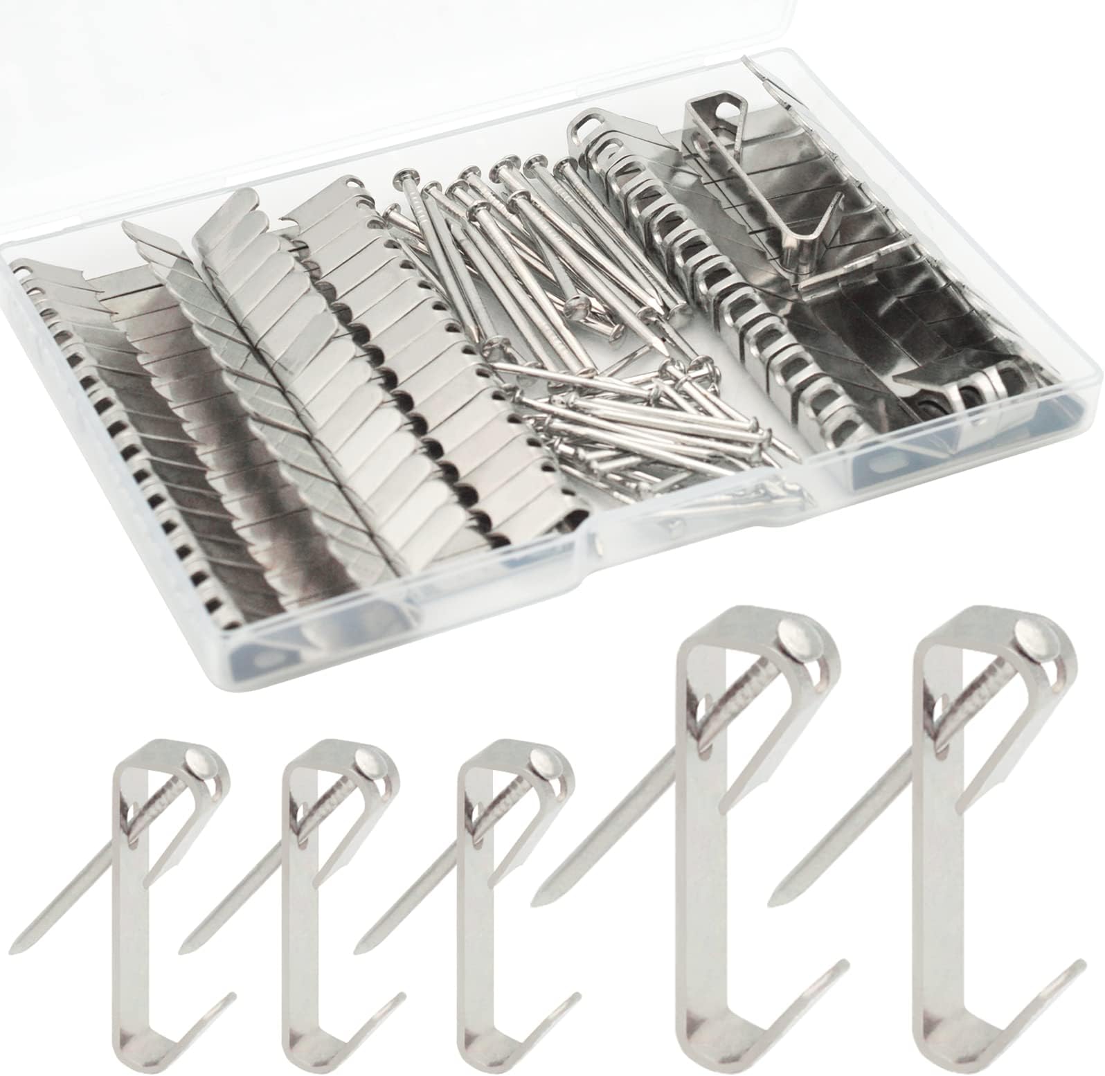 Hoeine 200 Pieces Picture Hangers, 3 Sizes Picture Hanging Kit ...