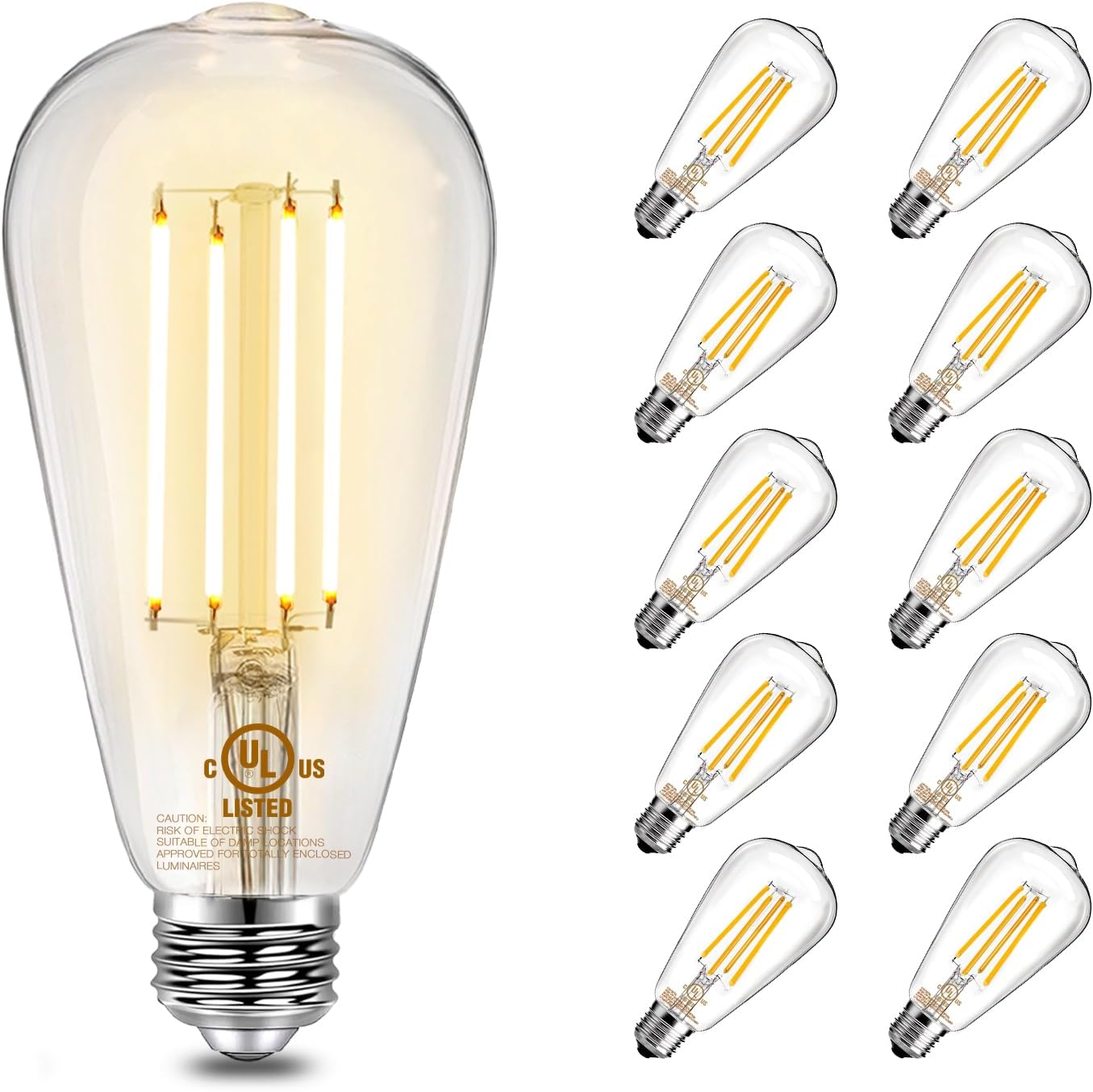 OMAYKEY 2W LED Edison Bulb 25W Equivalent 3000K Soft White 250 LM, E26 ...