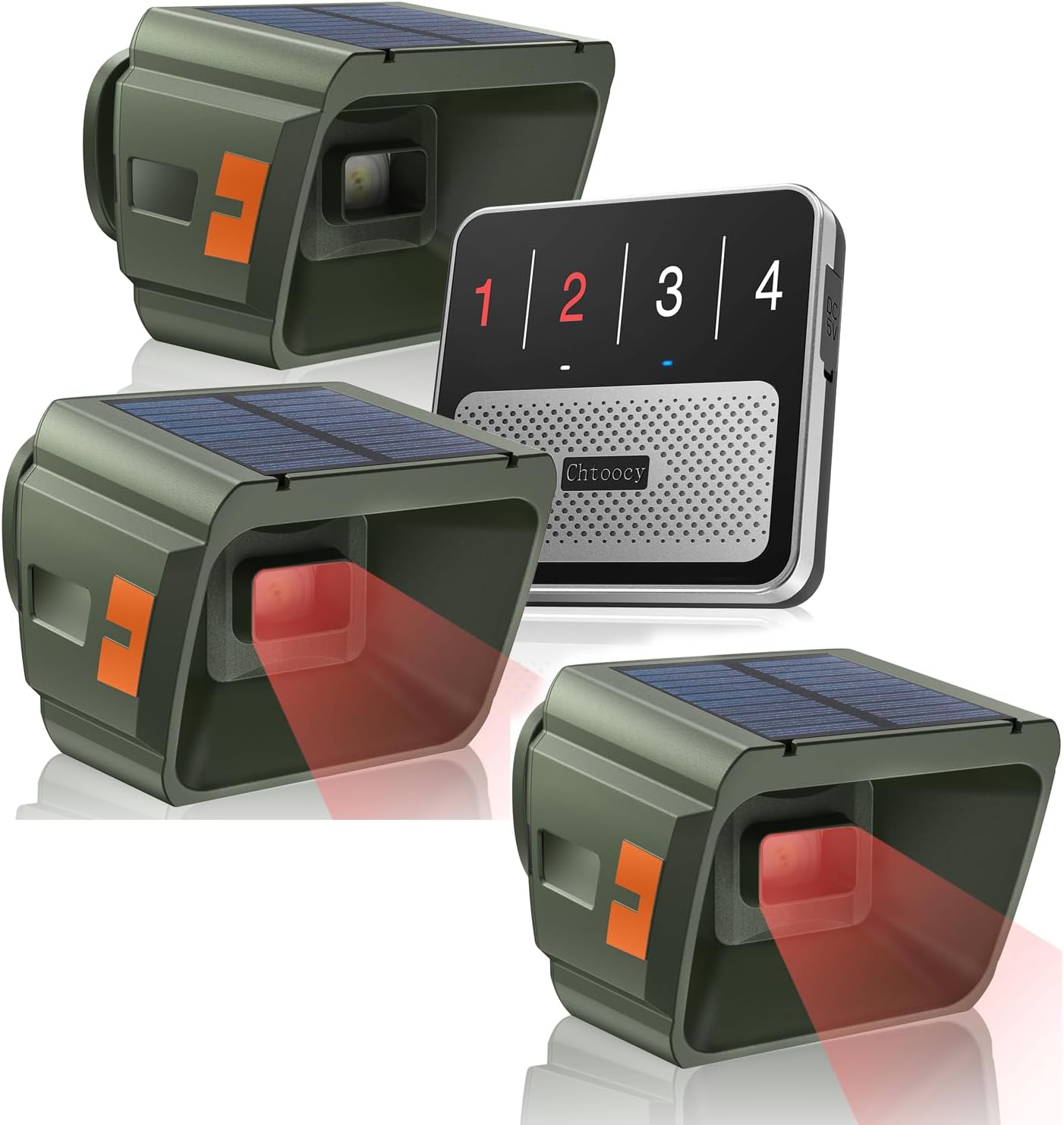 Amazon.com: Chtoocy Solar Driveway Alarm Wireless Outside 1/2 Mile ...