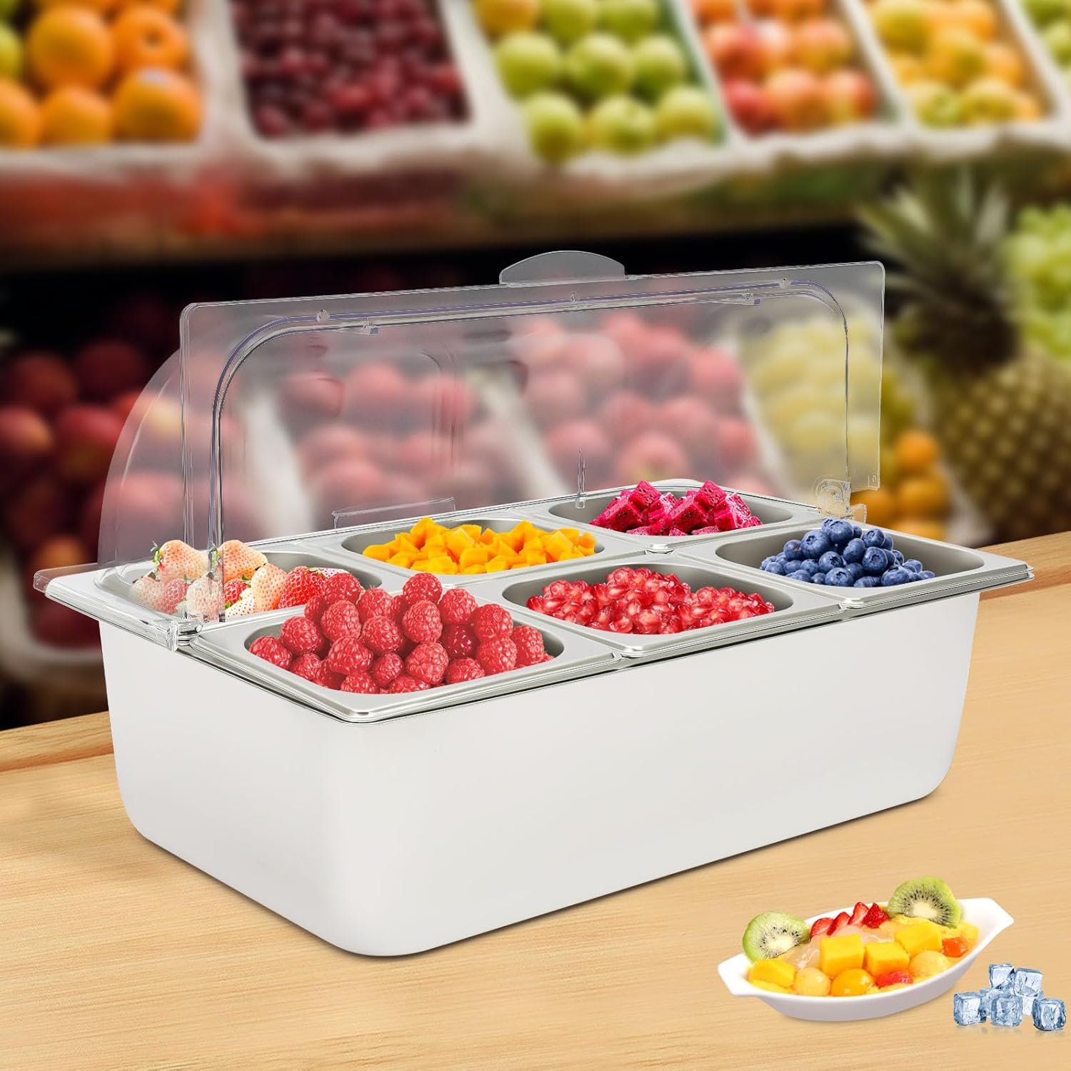 Amazon.com: JINHZIXIU 6 Pans Countertop Ice Food Serving Display Tray ...