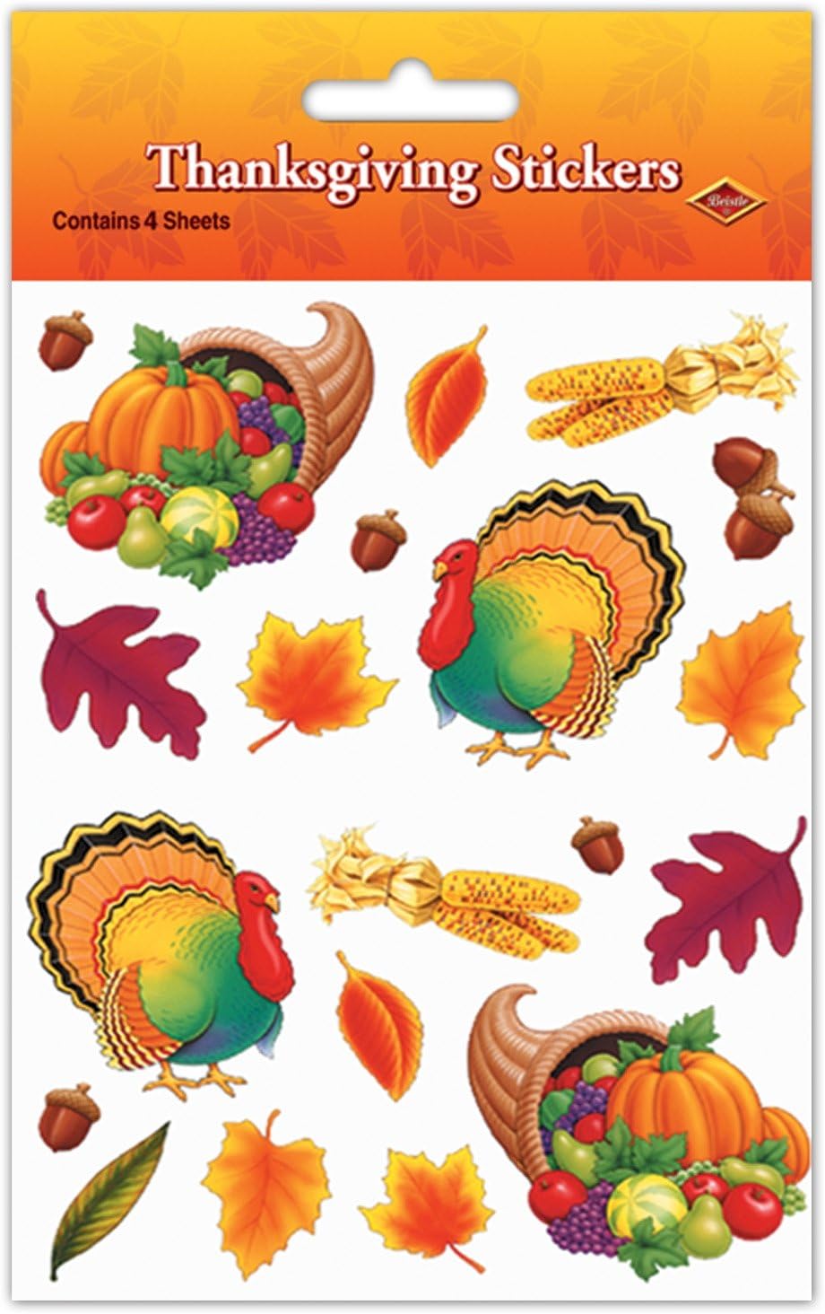 Amazon.com: Thanksgiving Stickers 4 Sheets Per Pkg : Toys & Games