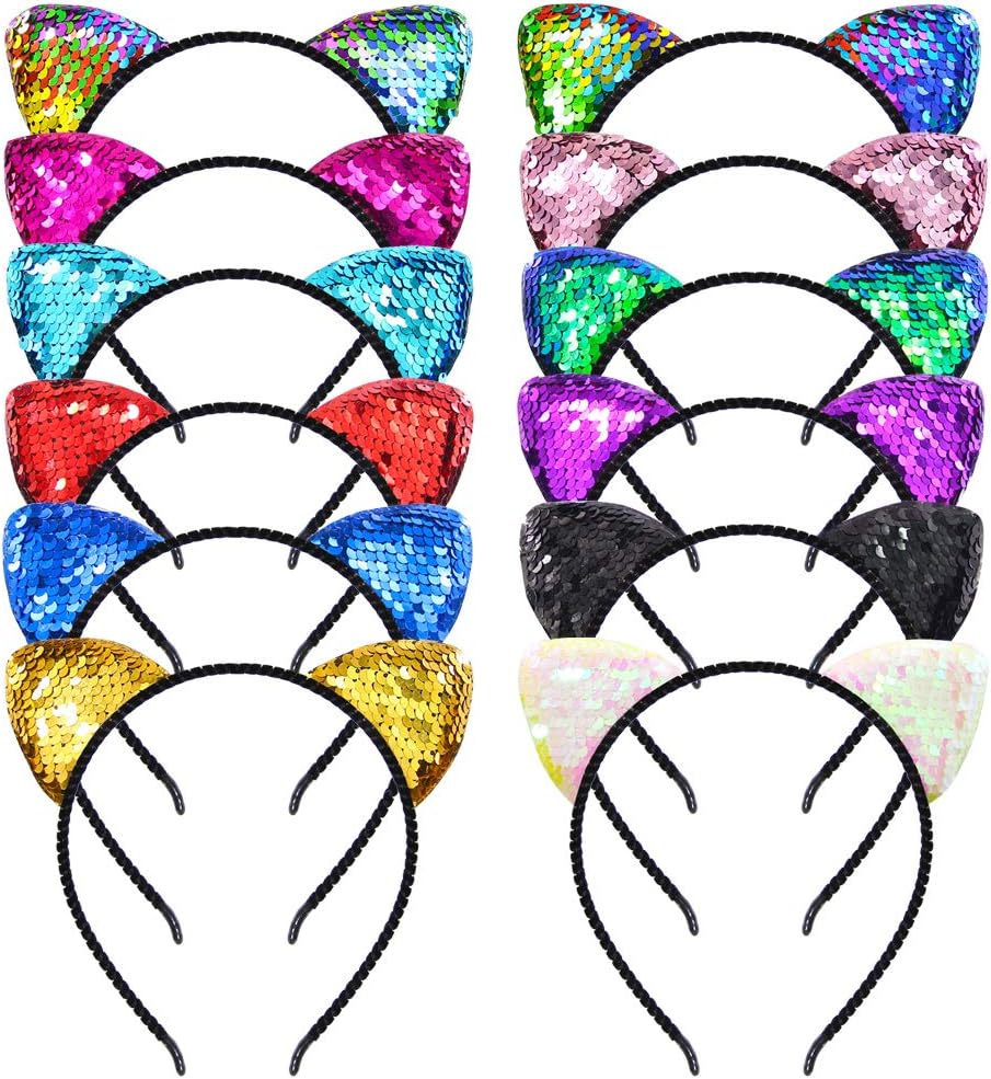Amazon.com : Lirila Leopard Sequin Cat Ears Headband,Glitter/Leopard ...