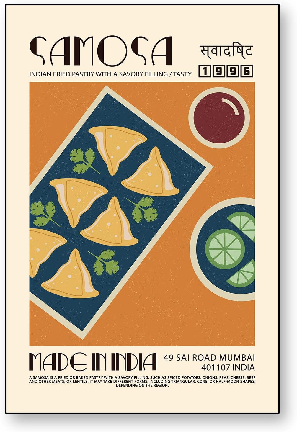 Amazon.com: CINMON Food Poster Samosa Poster India Food Print Modern ...