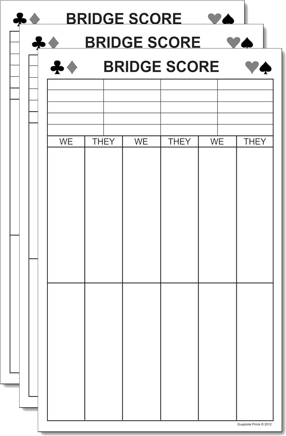 Amazon.com : Bridge Score Pads Large Tallies (3-Pack) Tournament Game ...
