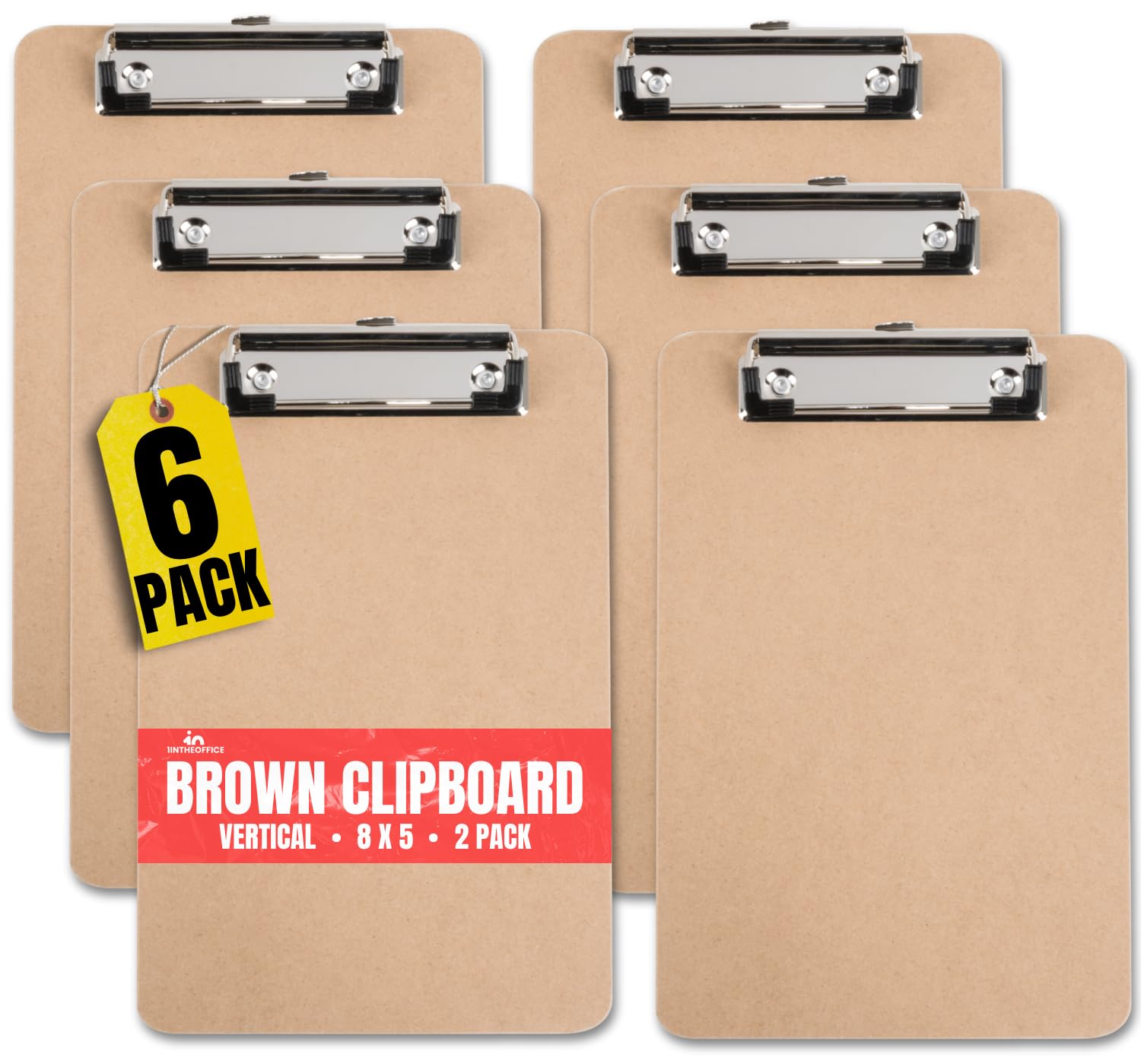 Snapklik.com : 1InTheOffice Brown Clipboard 5x8, Hardboard Clip Board